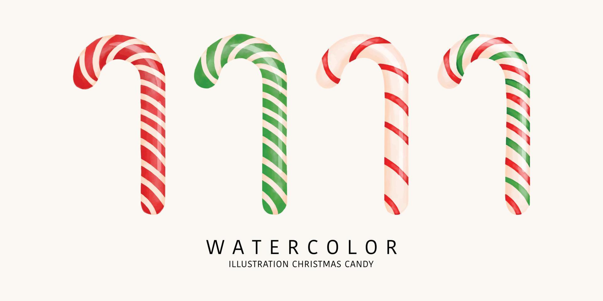 Merry Christmas watercolor Candy cane. Watercolor vector illustration ...