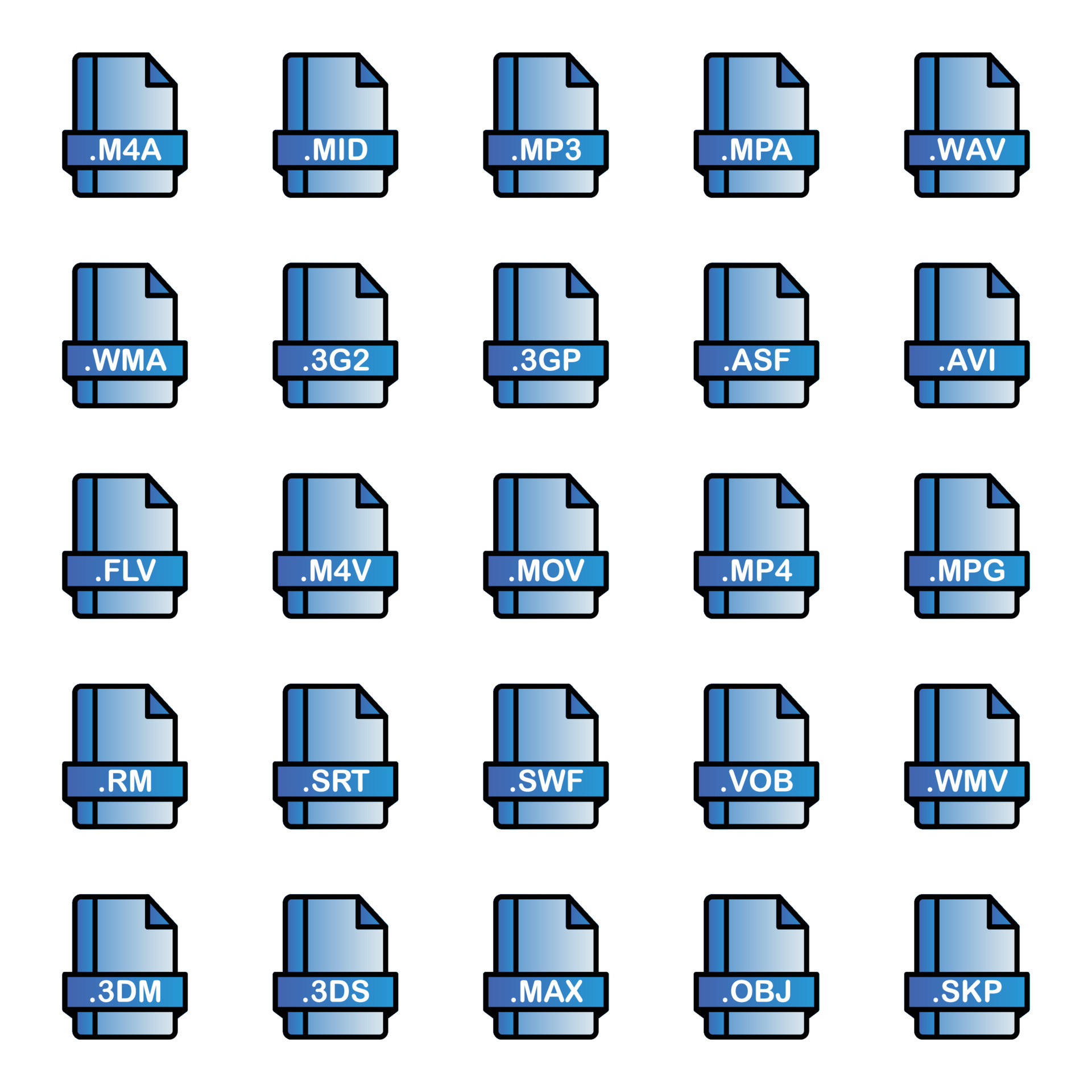 Set of Document File Formats and Labels icons. Vector illustration ...
