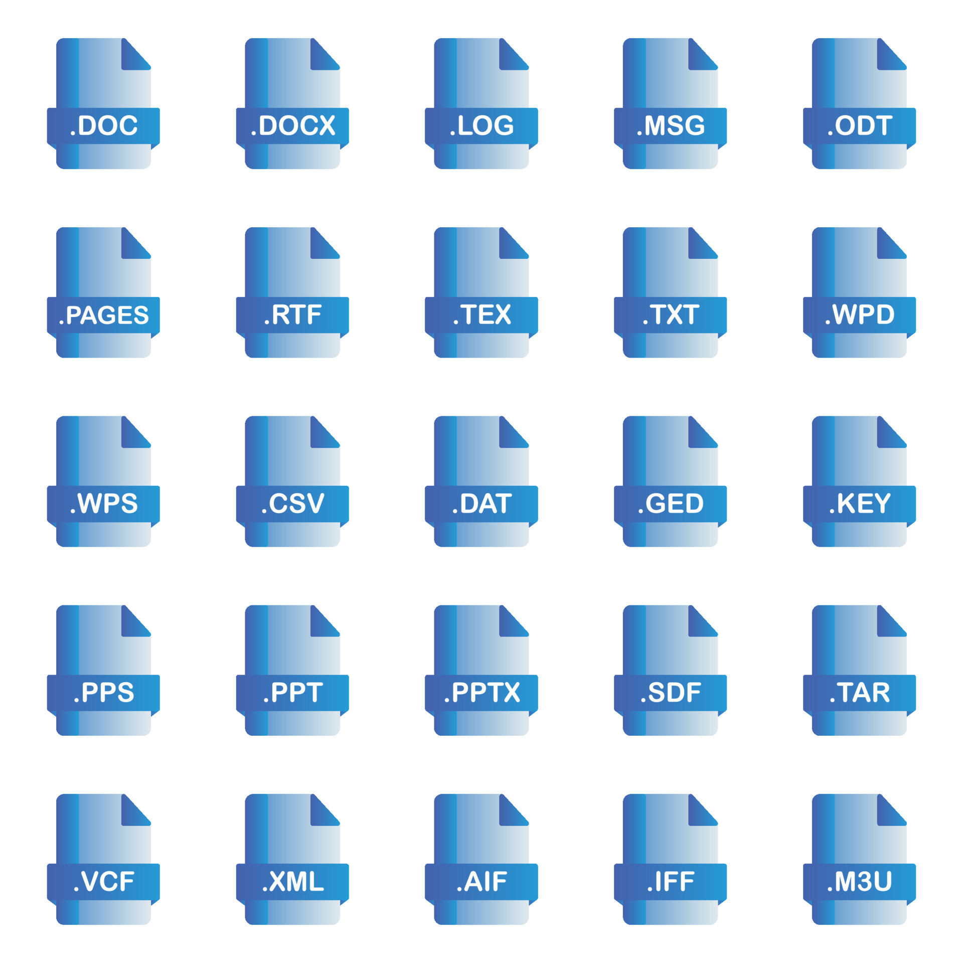 Set of Document File Formats and Labels icons. Vector illustration ...