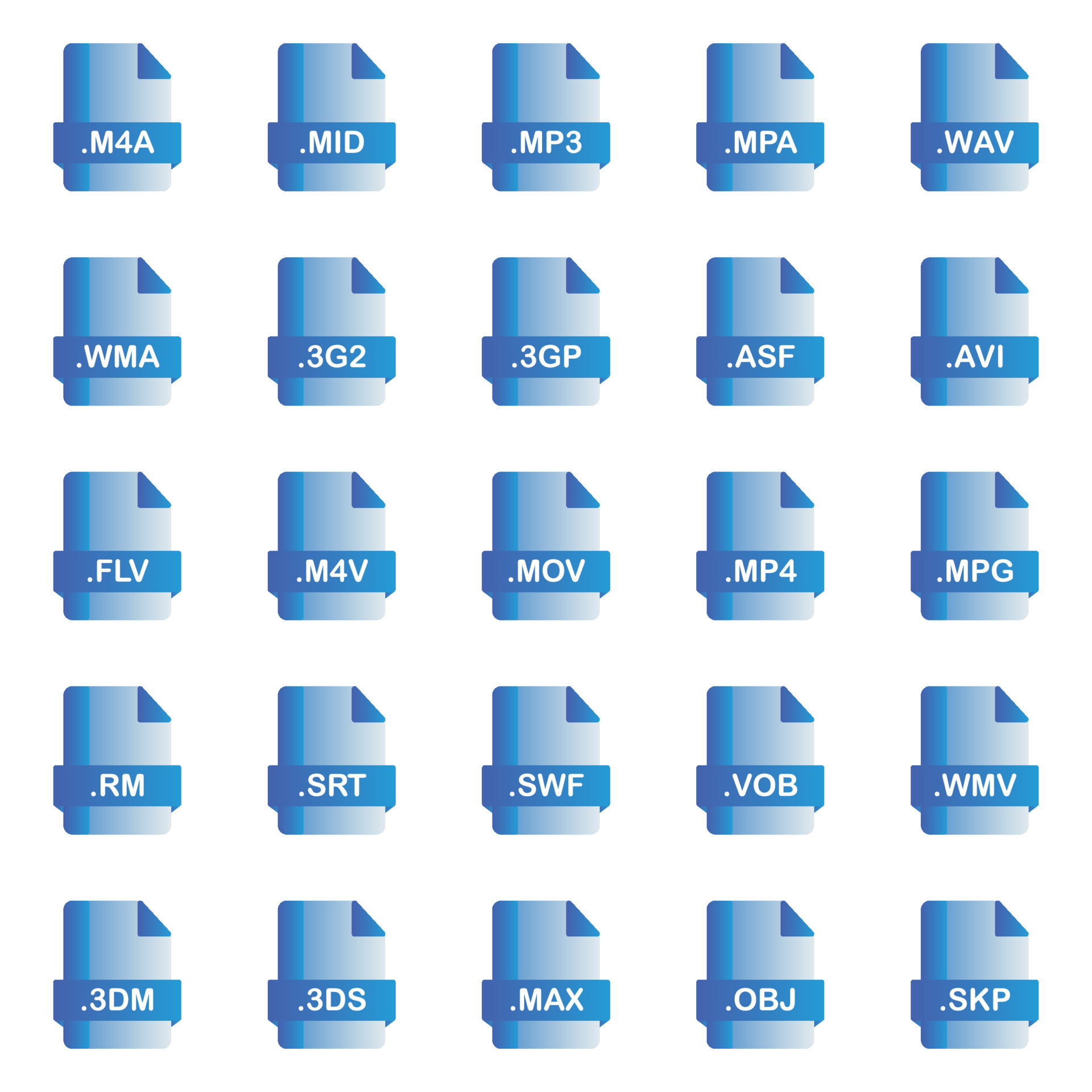 Set of Document File Formats and Labels icons. Vector illustration ...