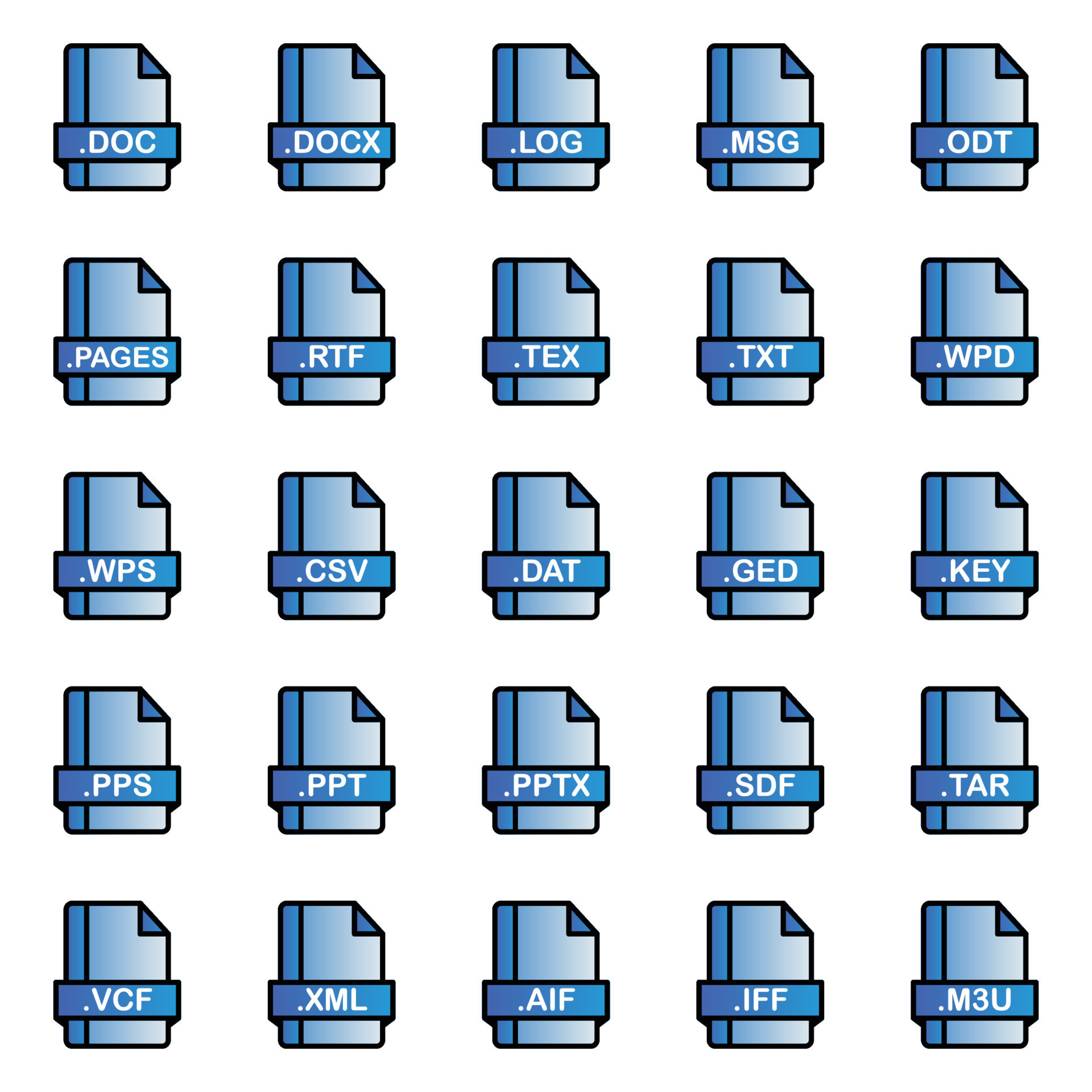 Set of Document File Formats and Labels icons. Vector illustration. 11645859 Vector Art at Vecteezy