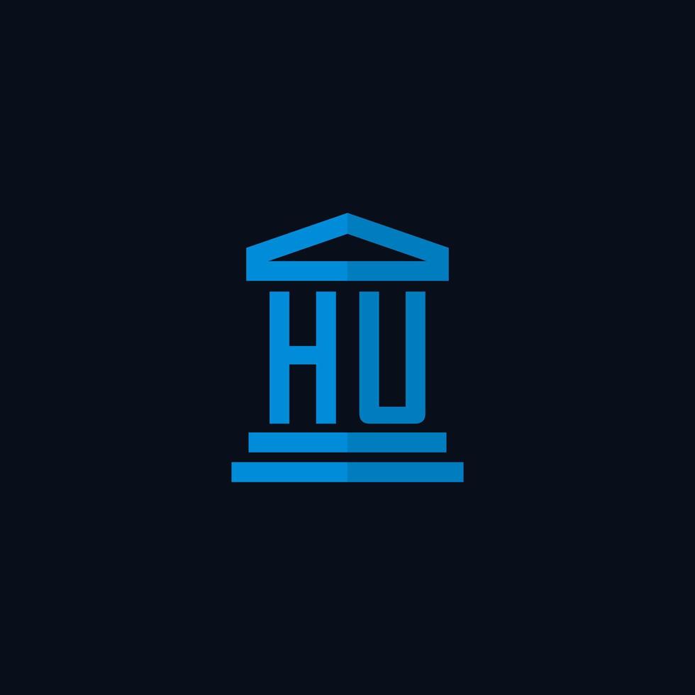HU initial logo monogram with simple courthouse building icon design vector 11646510 Vector Art ...