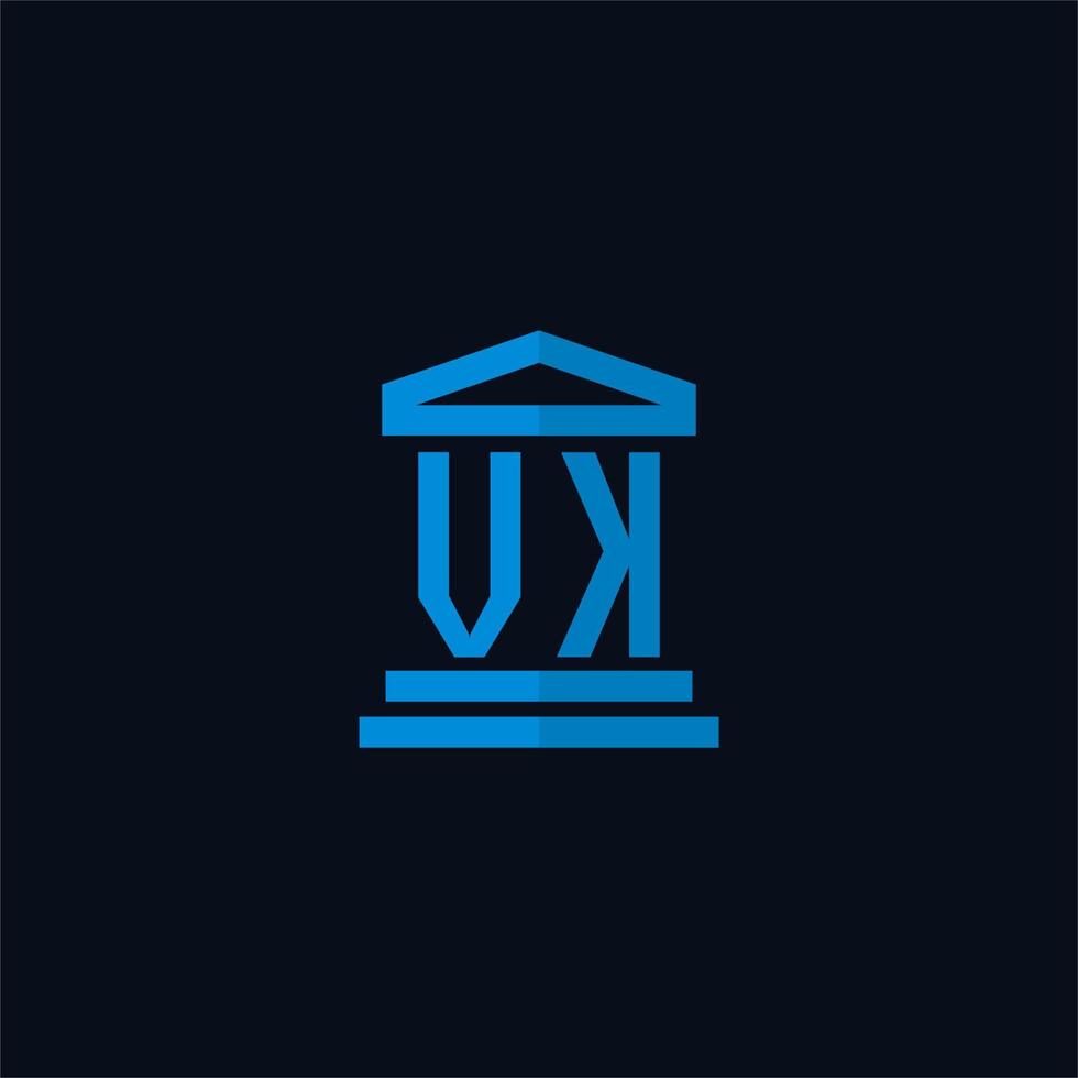 VK initial logo monogram with simple courthouse building icon design vector 11649553 Vector Art ...