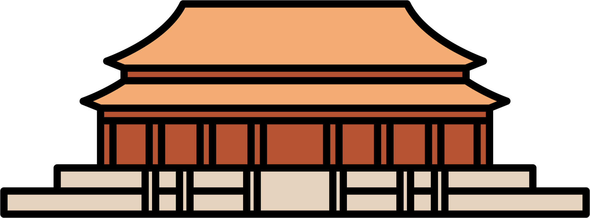Outline Simplicity Drawing Of Forbidden City Landmark Front Elevation View 11651368 Png