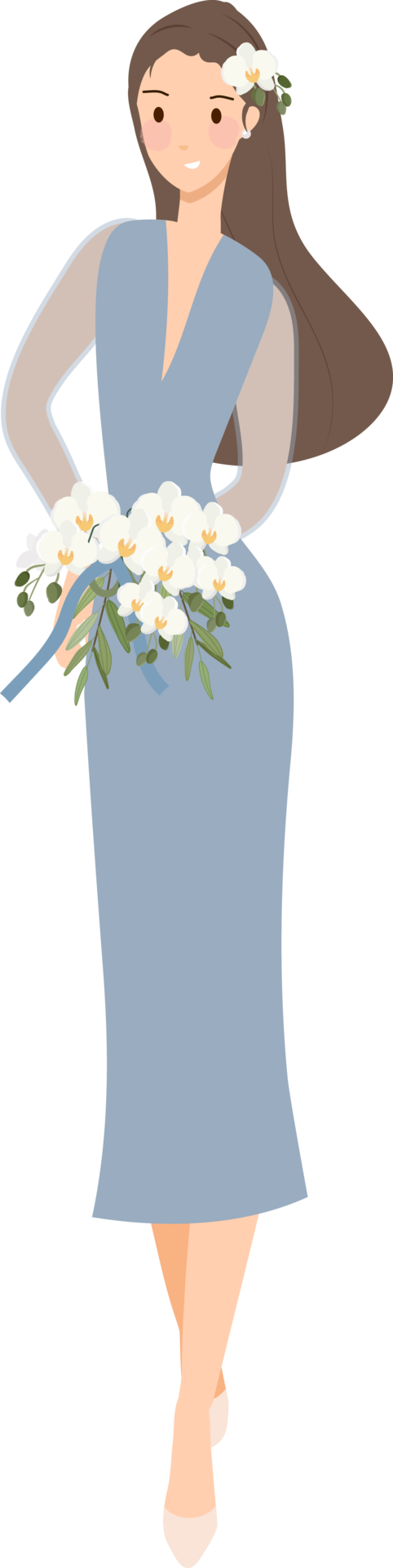 Beautiful Happy Bridesmaid In Blue Gown Wedding Dress Ceremony 11654312 Png