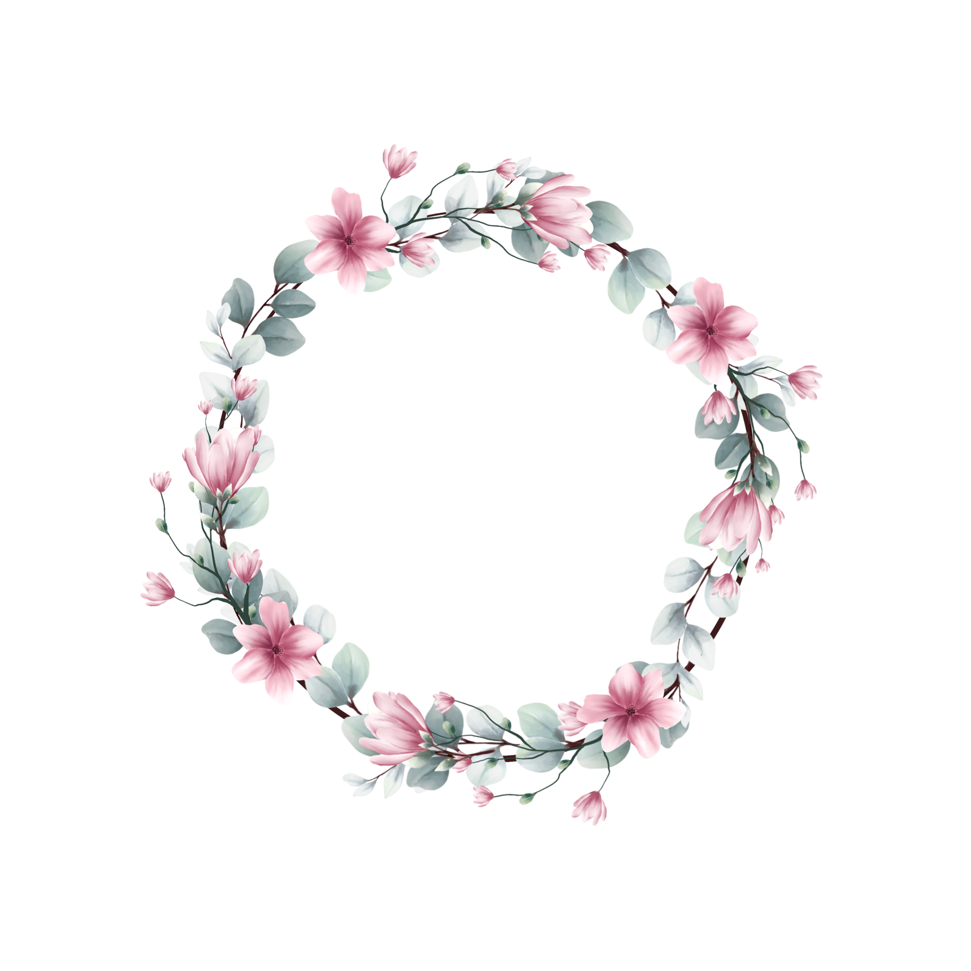 Watercolor Floral Wreath 11660303 Png