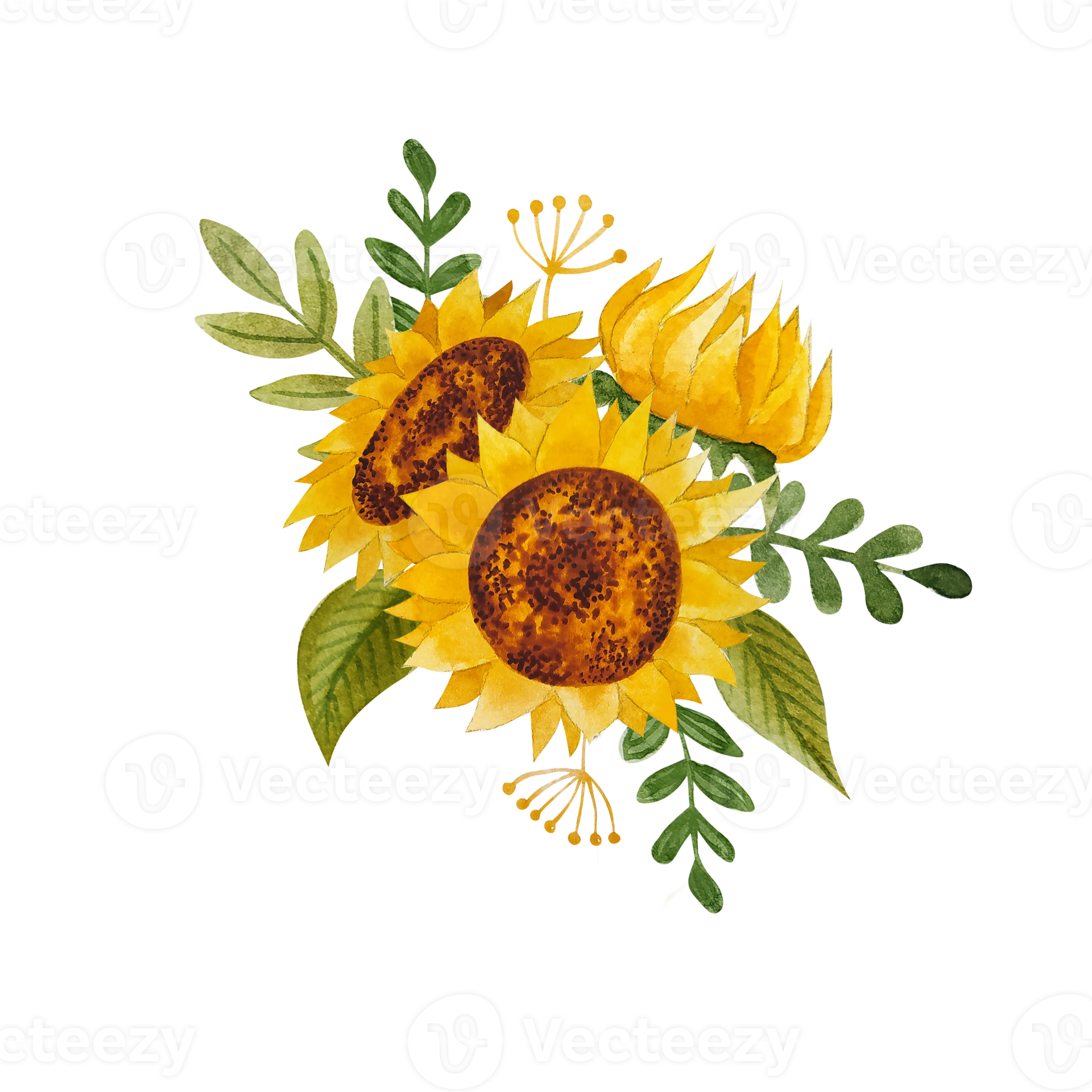 Watercolor Sunflowers Arrangement 11660744 Png