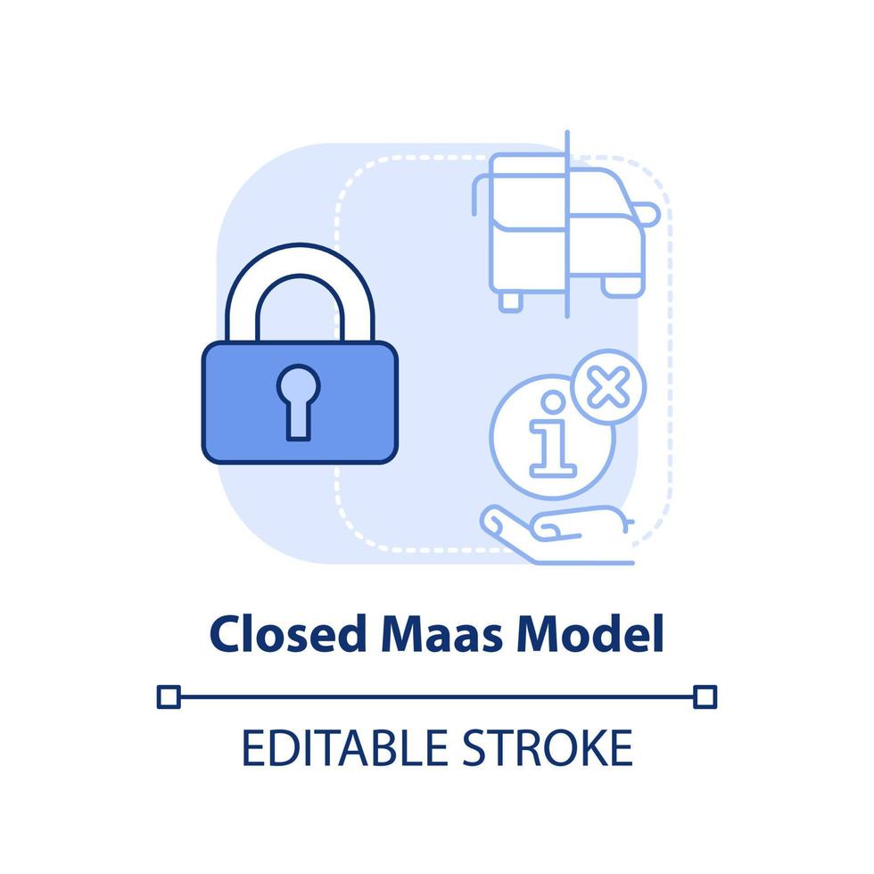 Closed Maas Model Light Blue Concept Icon Restrict Data Sharing