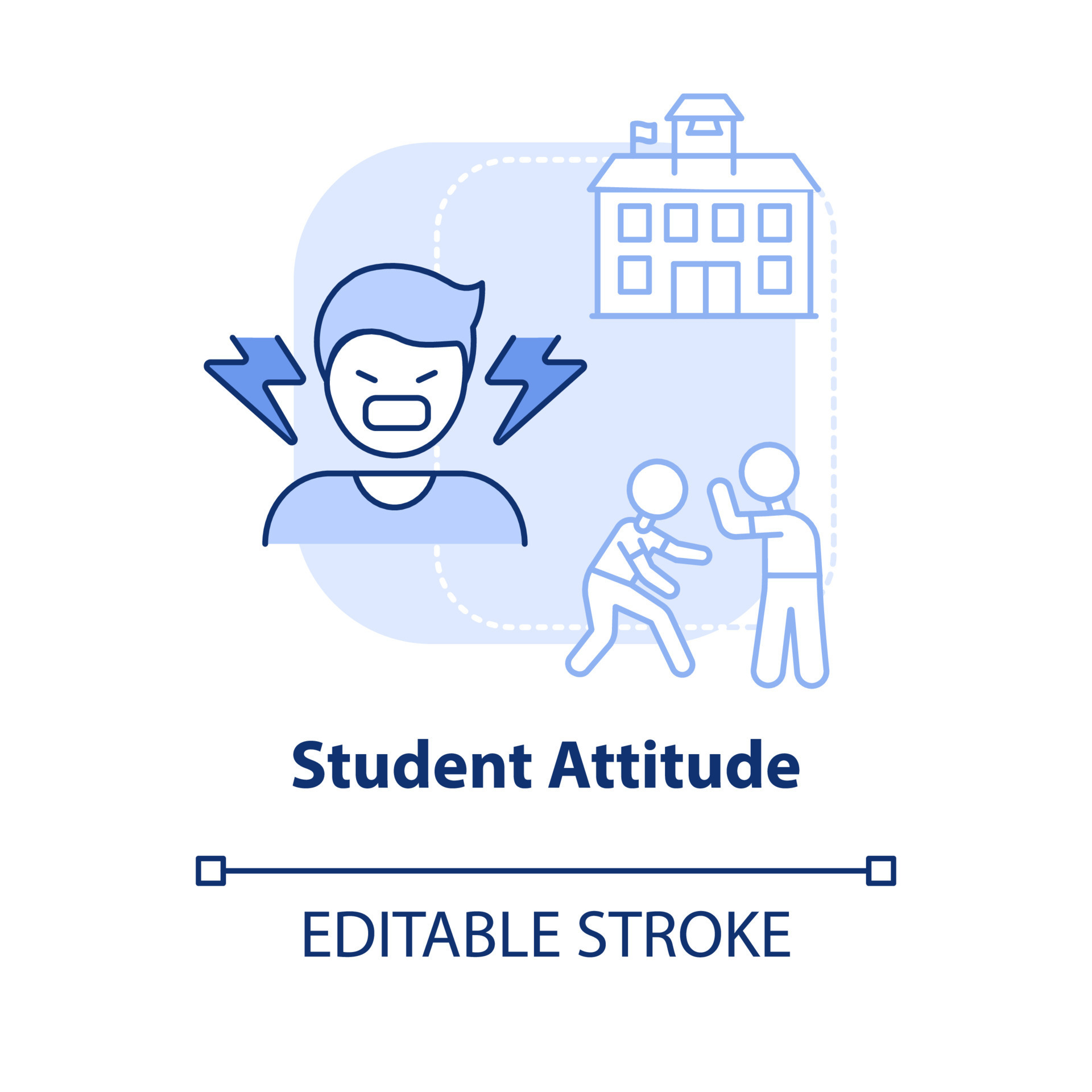 Student attitude light blue concept icon. Poor pupils behavior. Problem ...
