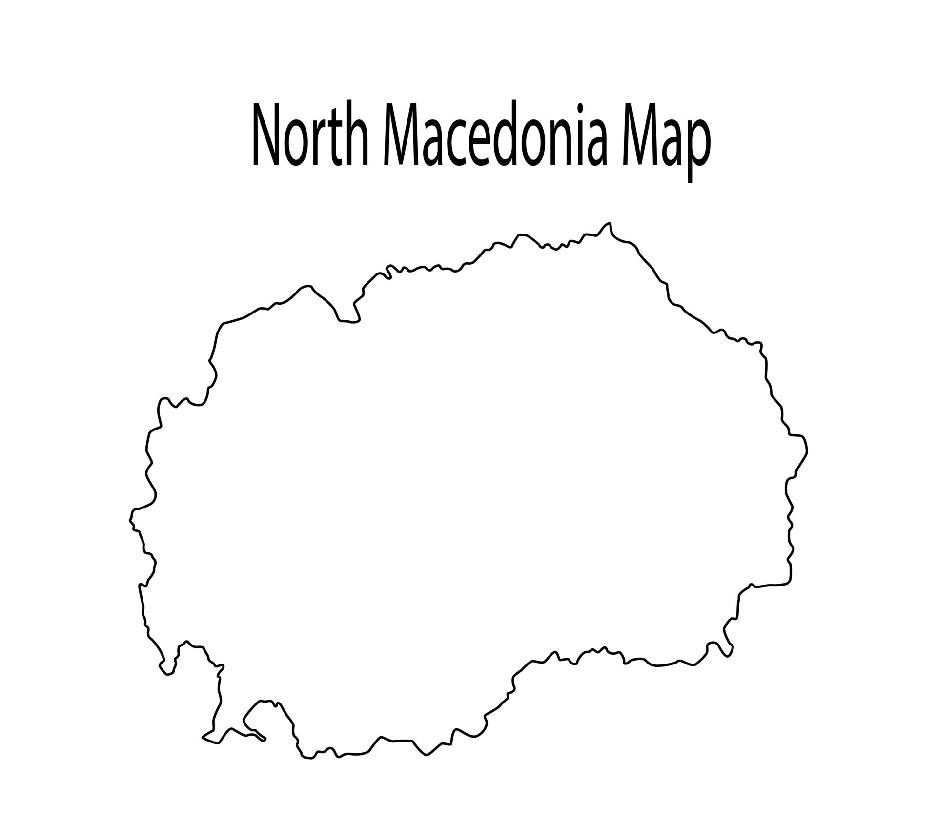North Macedonia Map Outline Vector Illustration in White Background ...
