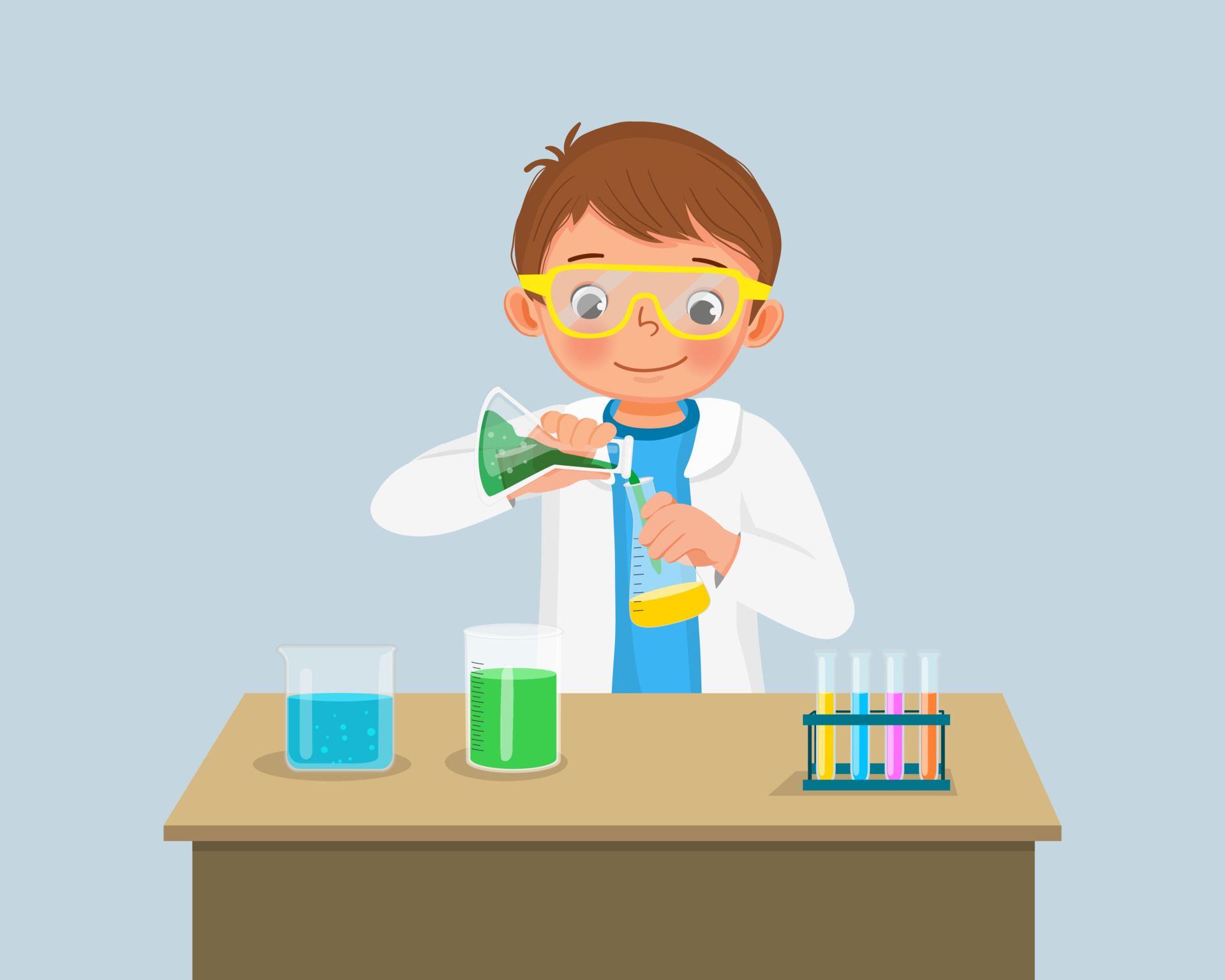 cute little boy scientist with safety goggles mixing chemical liquid in ... cute little boy scientist with safety goggles mixing chemical liquid in ...