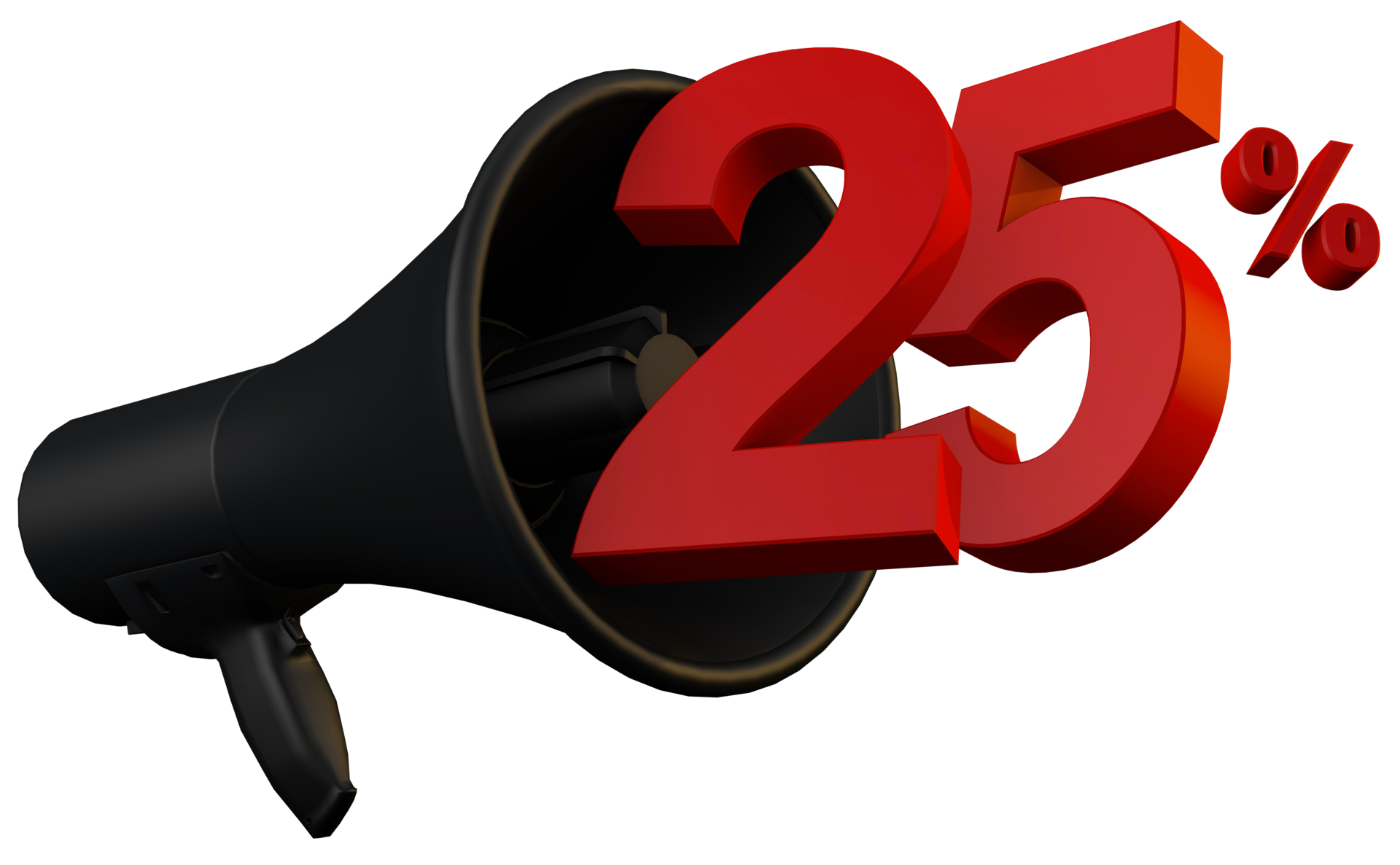 Black Megaphone Promotion 25 Percent Off A 3D Black Friday Sale Concept Black Megaphone Promotion 25 Percent Off A 3D Black Friday Sale Concept