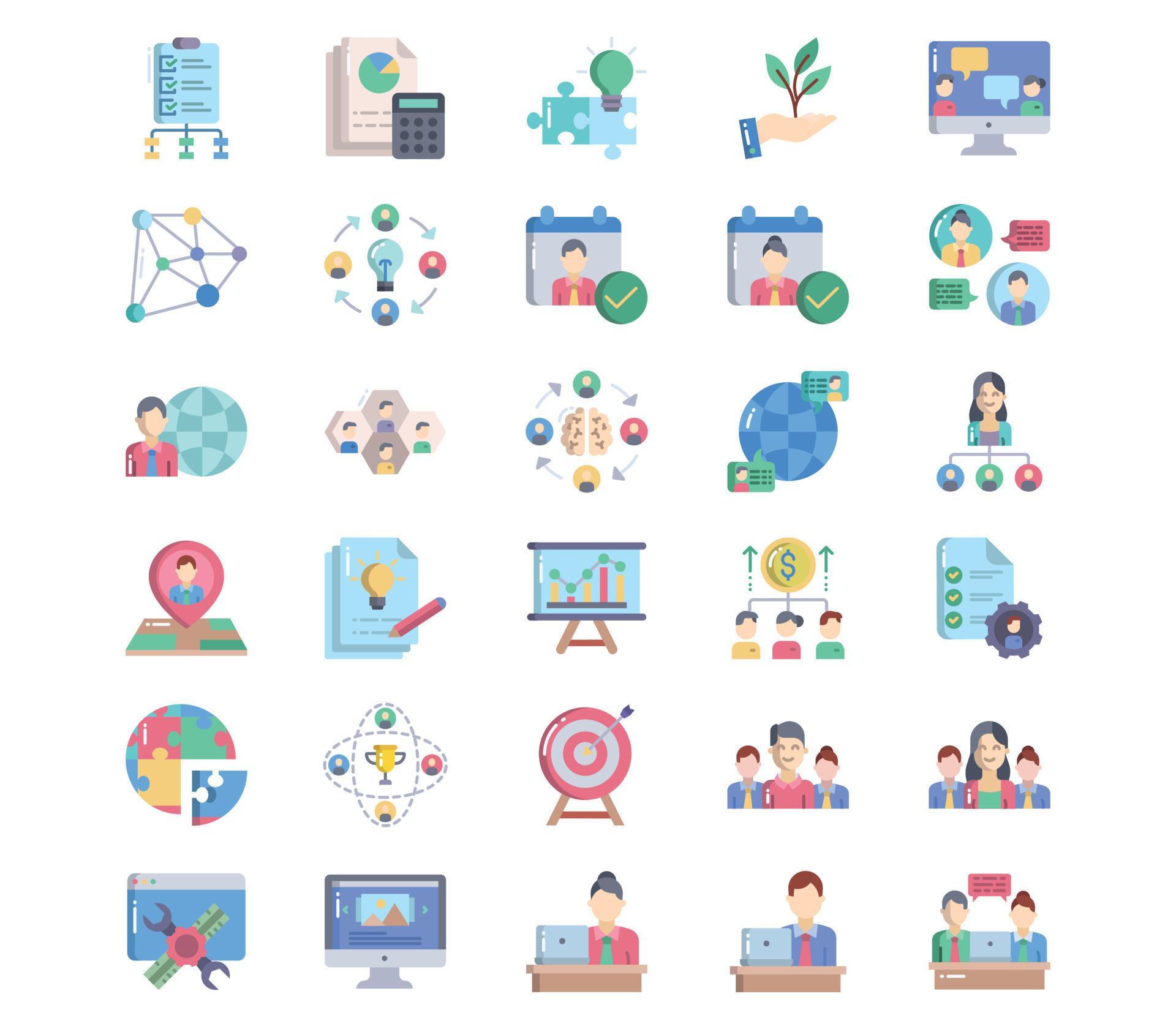 Project work and software development set 11666061 Vector Art at Vecteezy