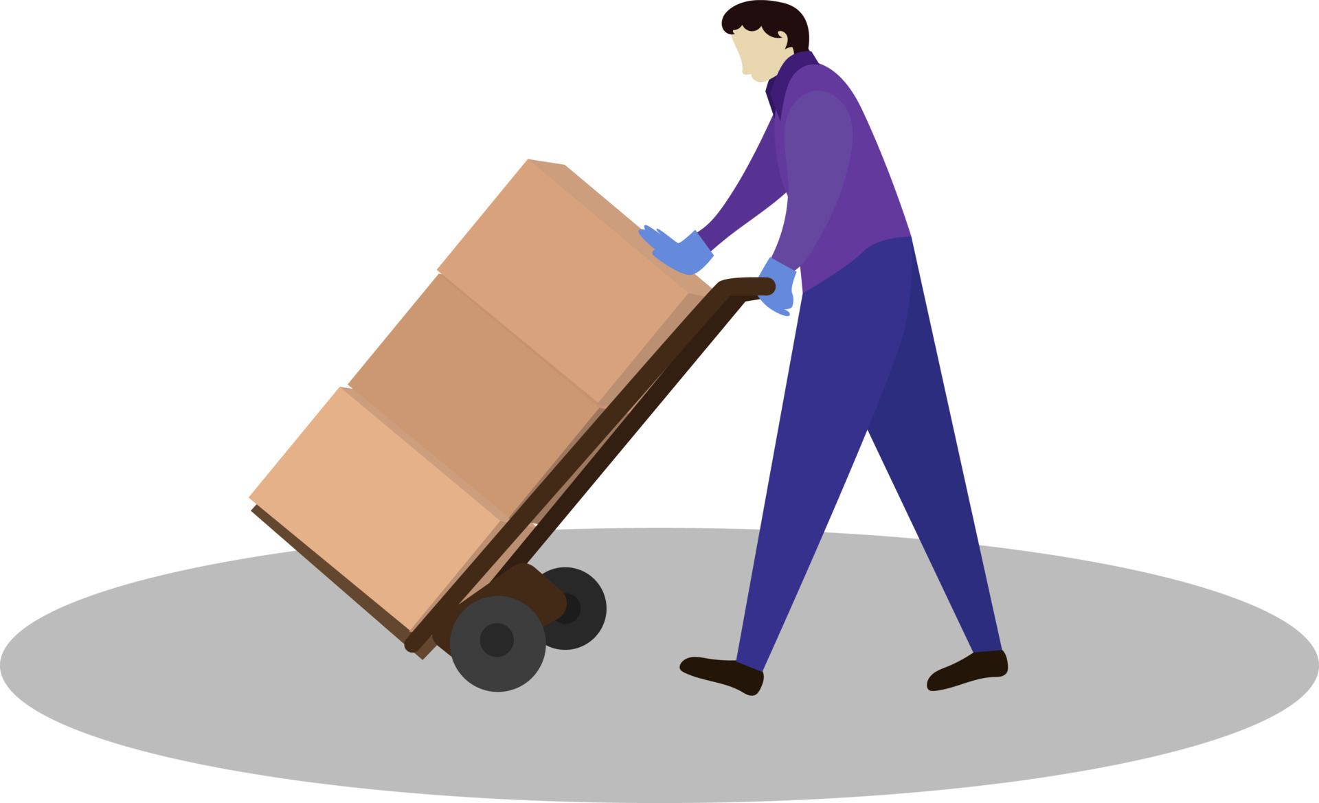 delivery man shipping vector illustration, Delivery Man Pushing Hand ...