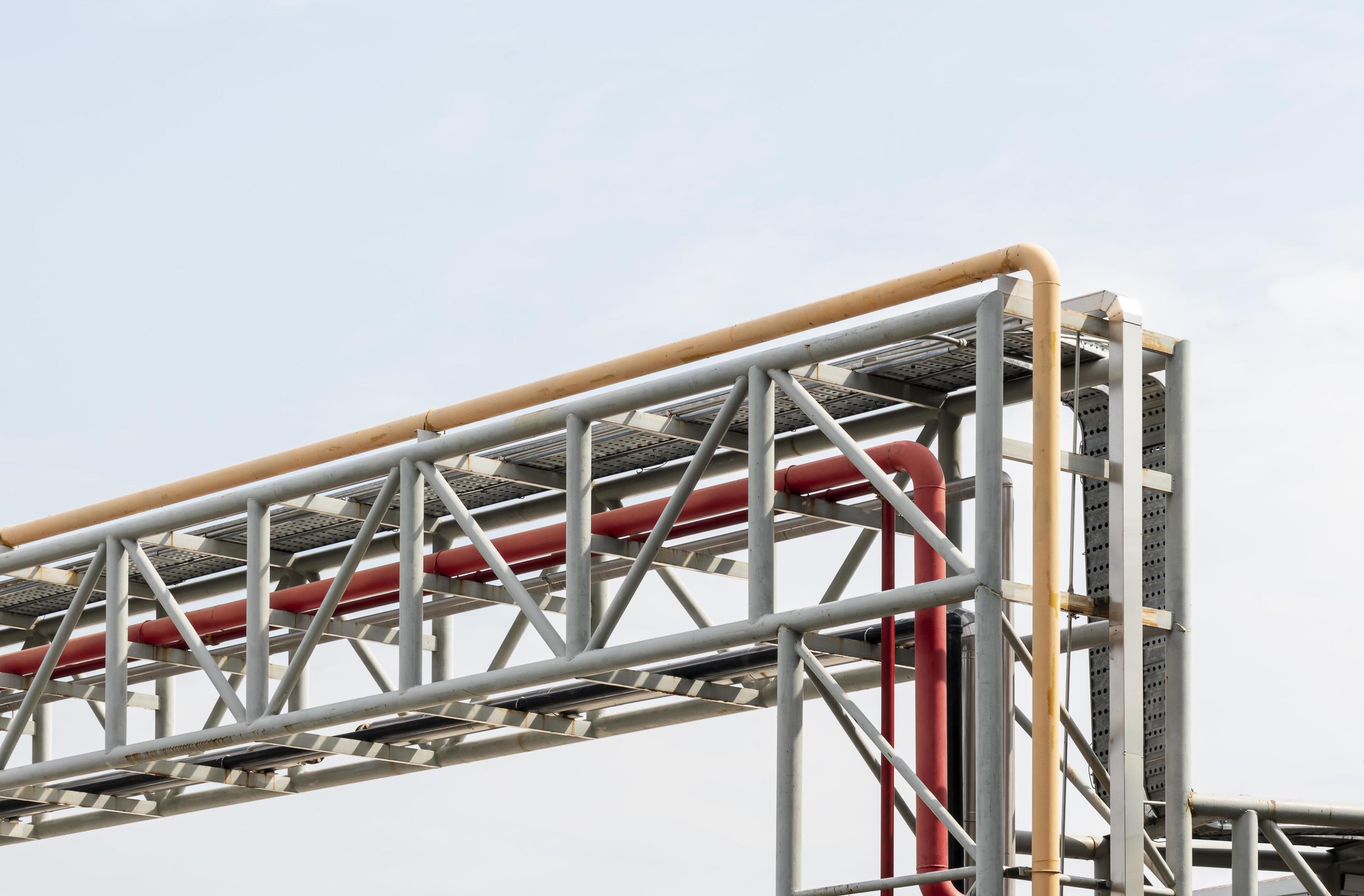 Pipelines in framework structure with blue sky background 11668914 ...