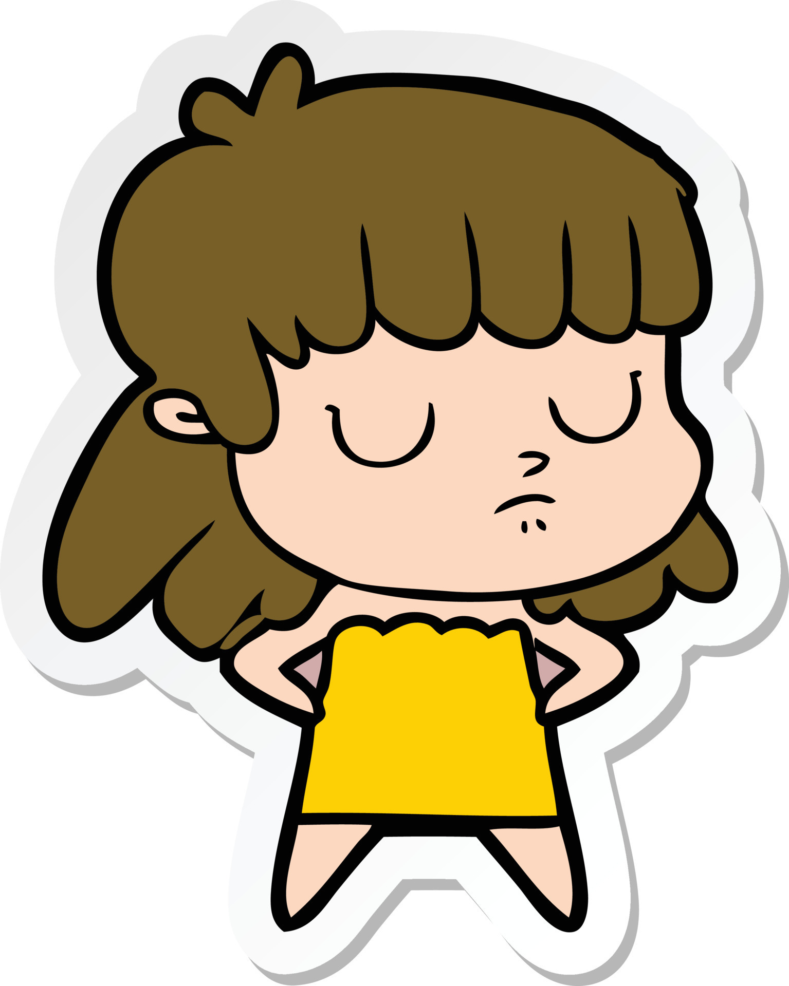 sticker of a cartoon indifferent woman 11669622 Vector Art at Vecteezy