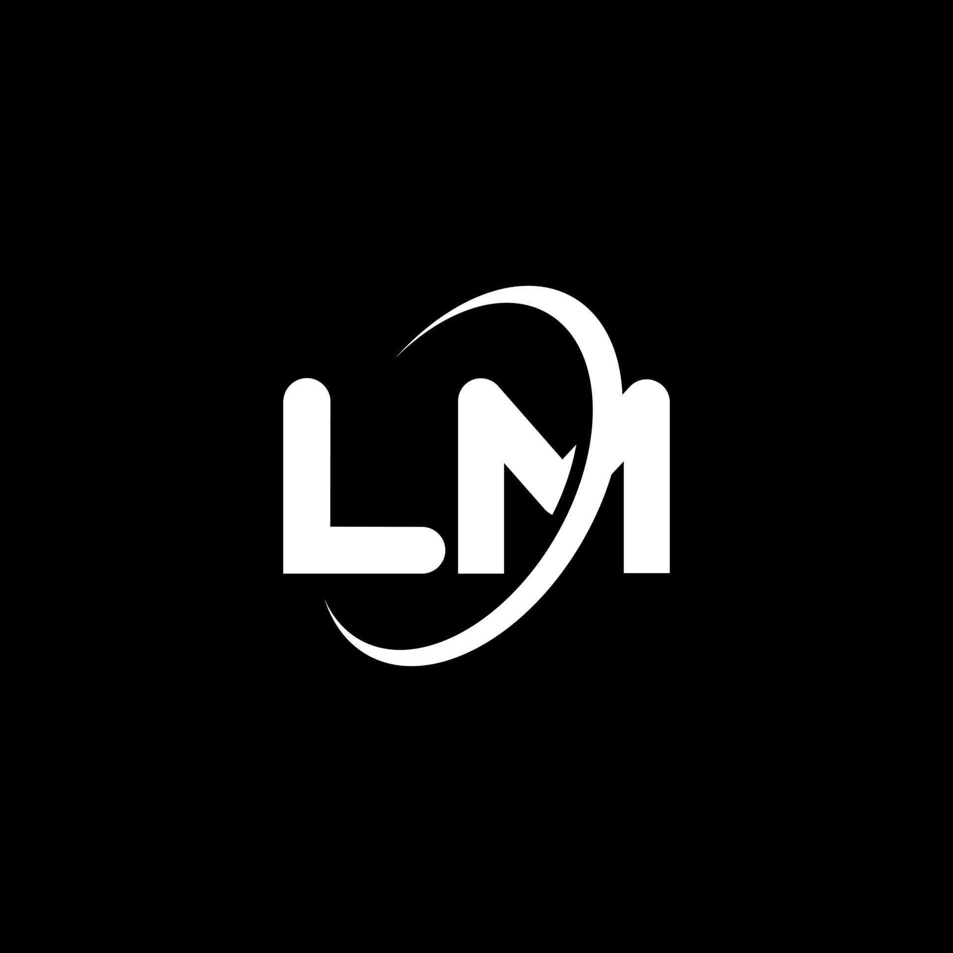 LM L M letter logo design. Initial letter LM linked circle uppercase monogram logo white color ...