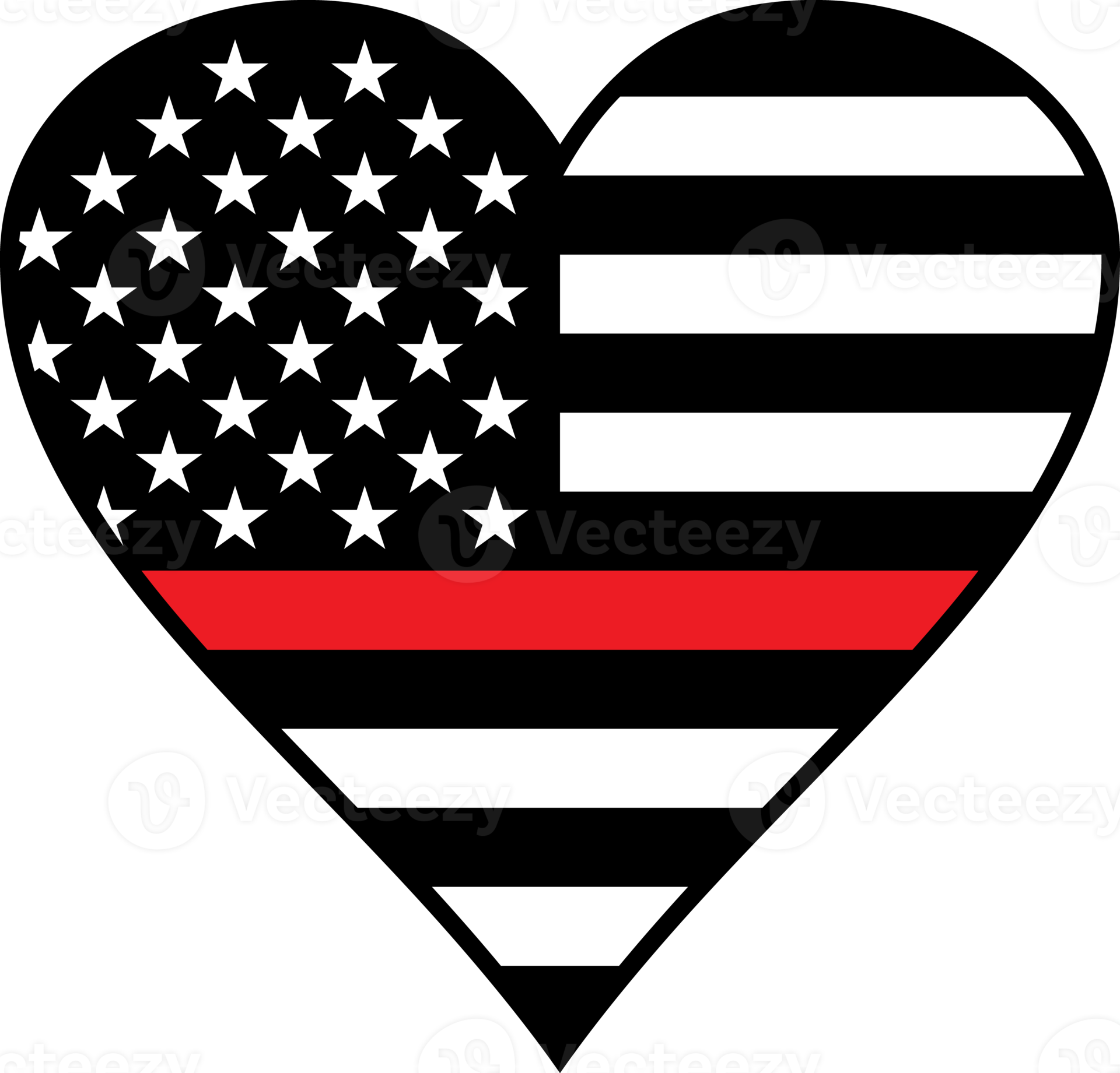 Usa Thin Red Line Flag Heart Illustration 11672066 Png