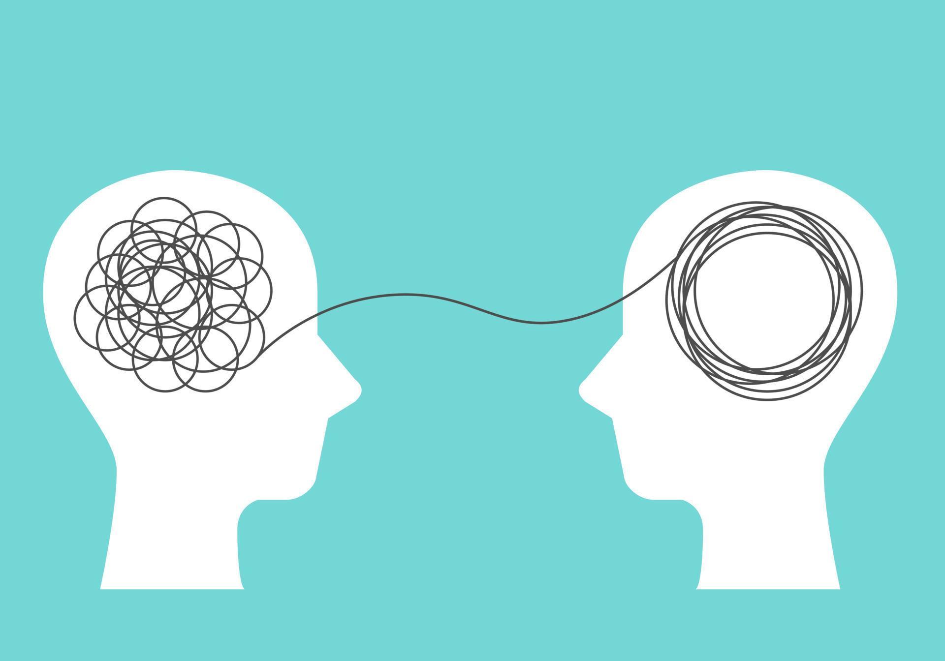 Head sign with doodle line. Problem resolve control. Understand question. Mental Problem solving ...