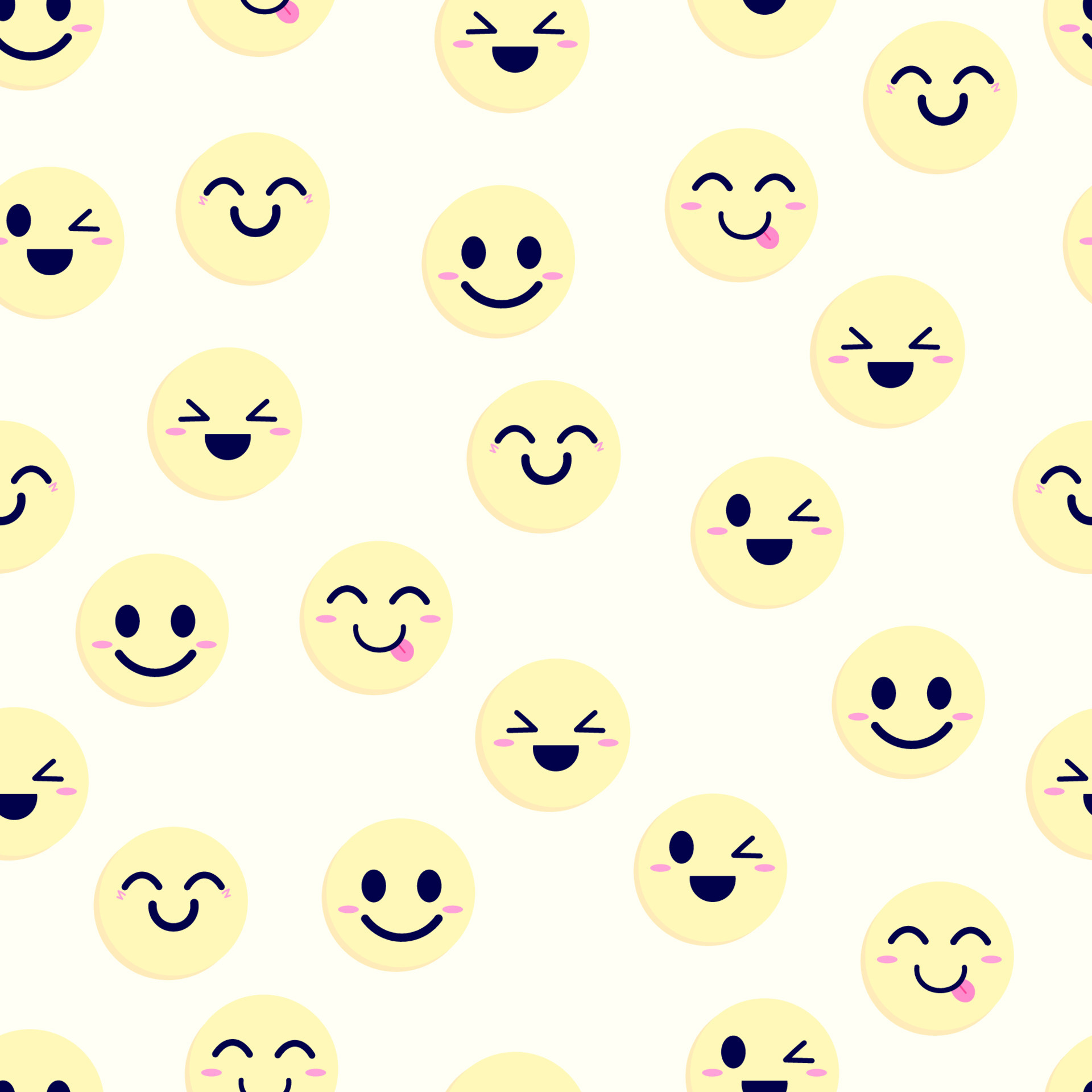 Smile and happy faces icons or emojis set a collection of seamless ...