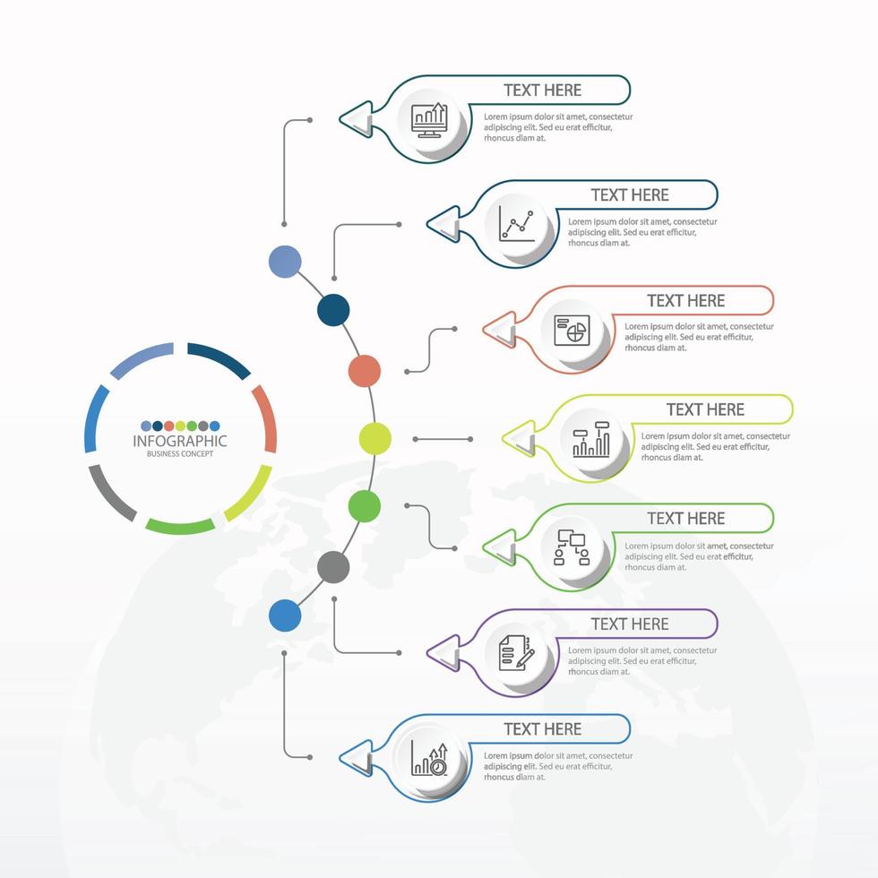 Circle infographic template with 7 steps, process or options, process chart, Used for process ...