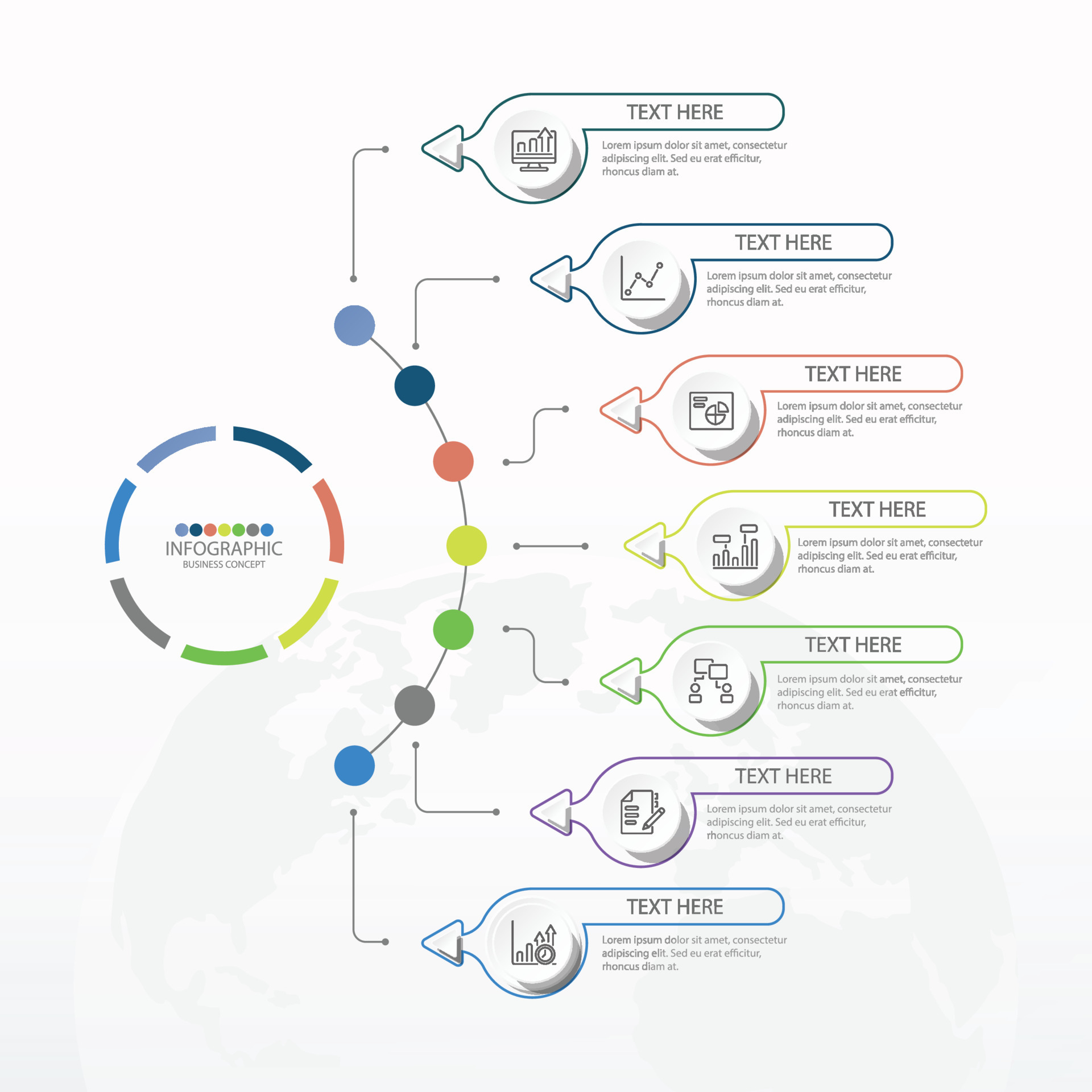 Circle infographic template with 7 steps, process or options, process ...