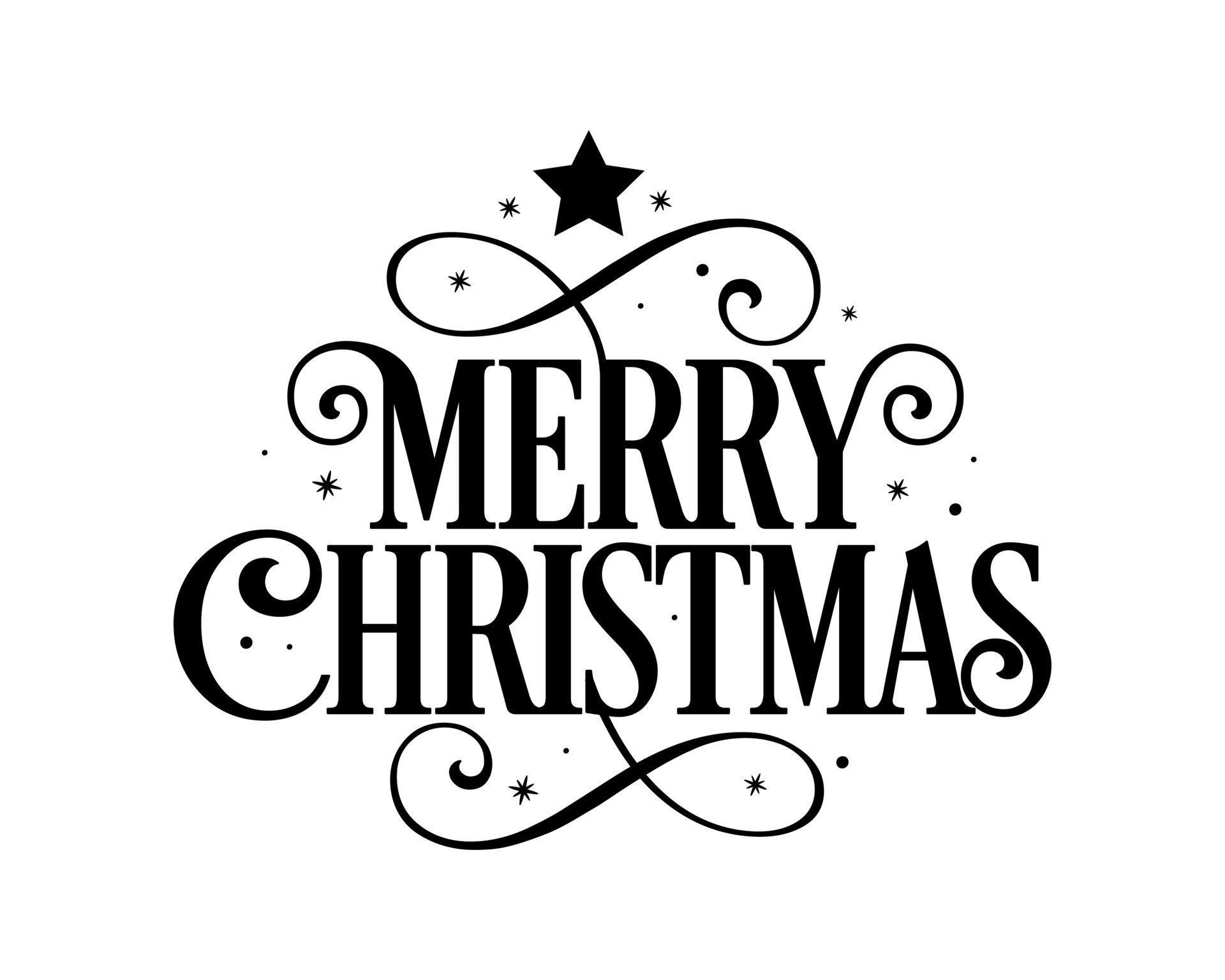 Merry Christmas winter lettering greeting card. Hand-drawn lettering ...
