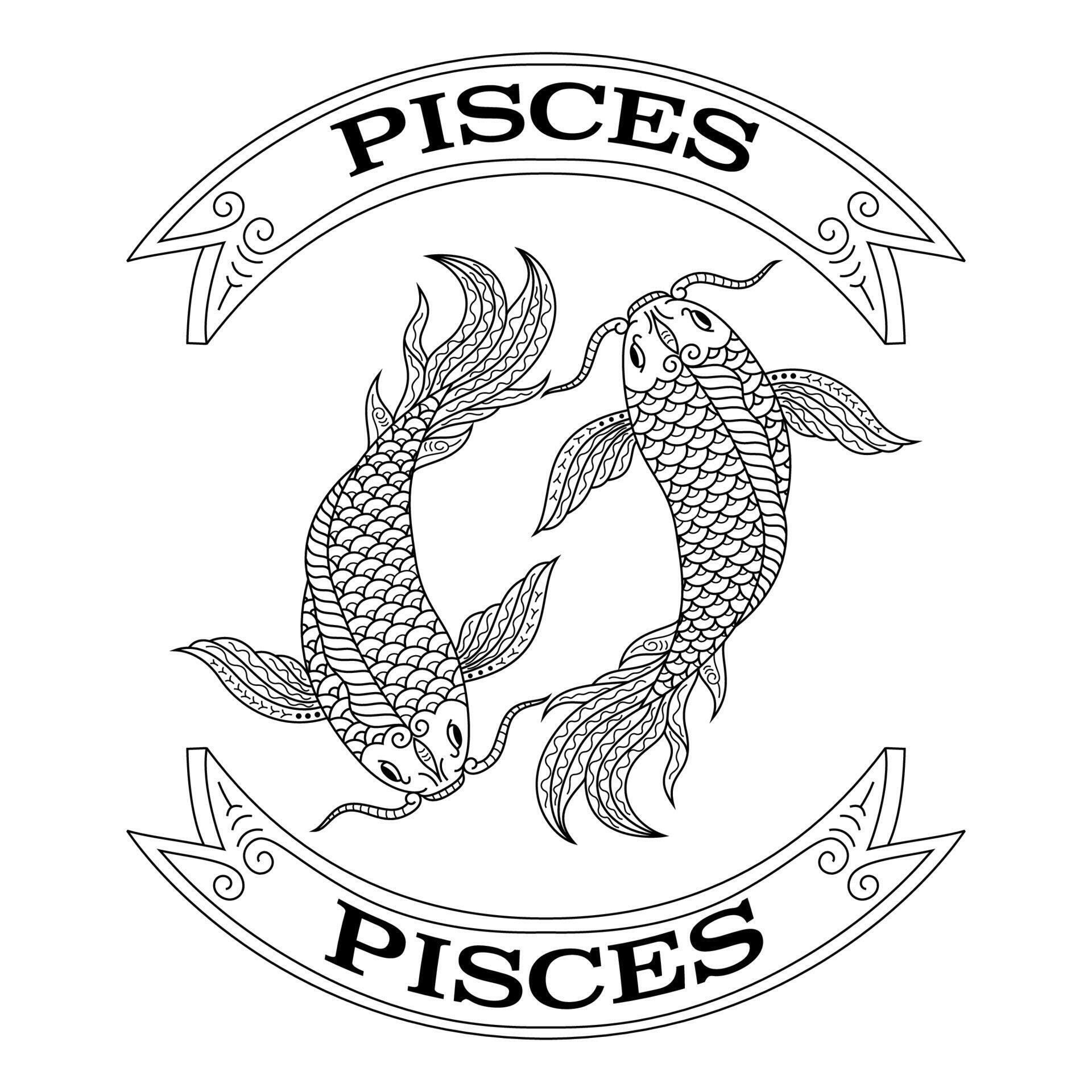 Pisces Zodiak Line Art 11674620 Vector Art At Vecteezy