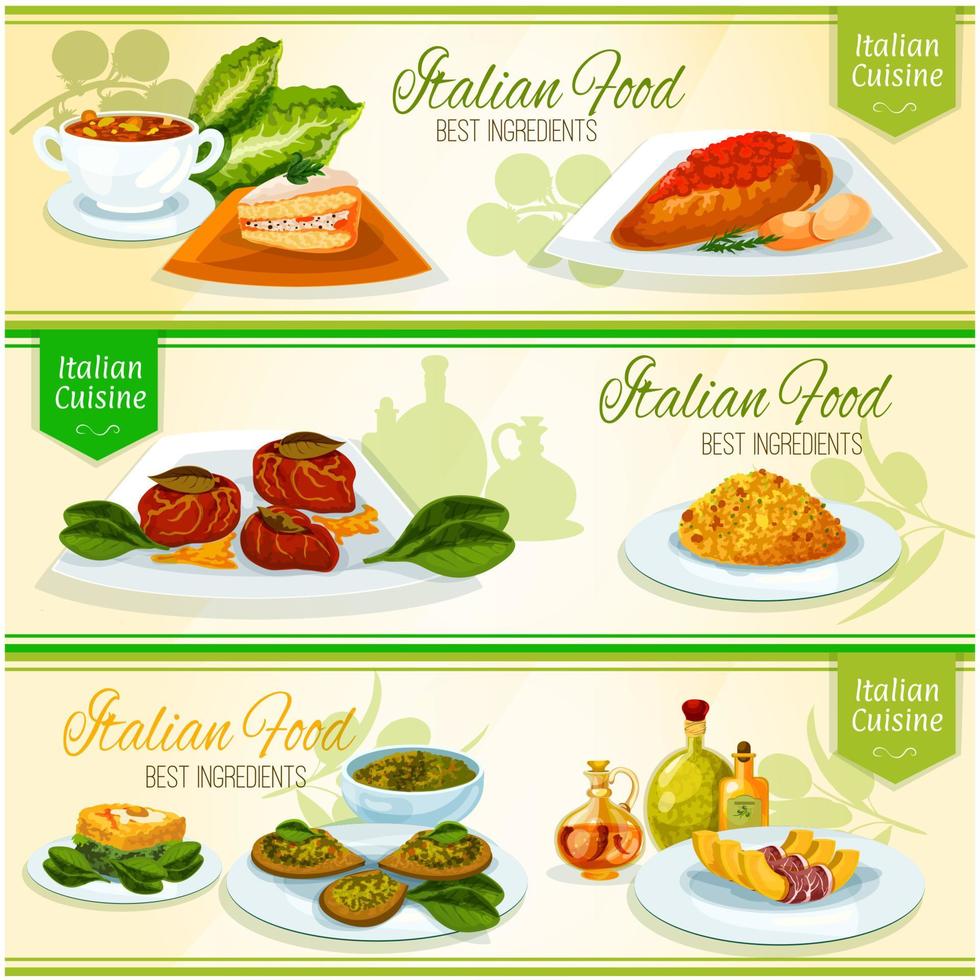 Italian food and mediterranean cuisine banners 11676065 Vector Art at ...