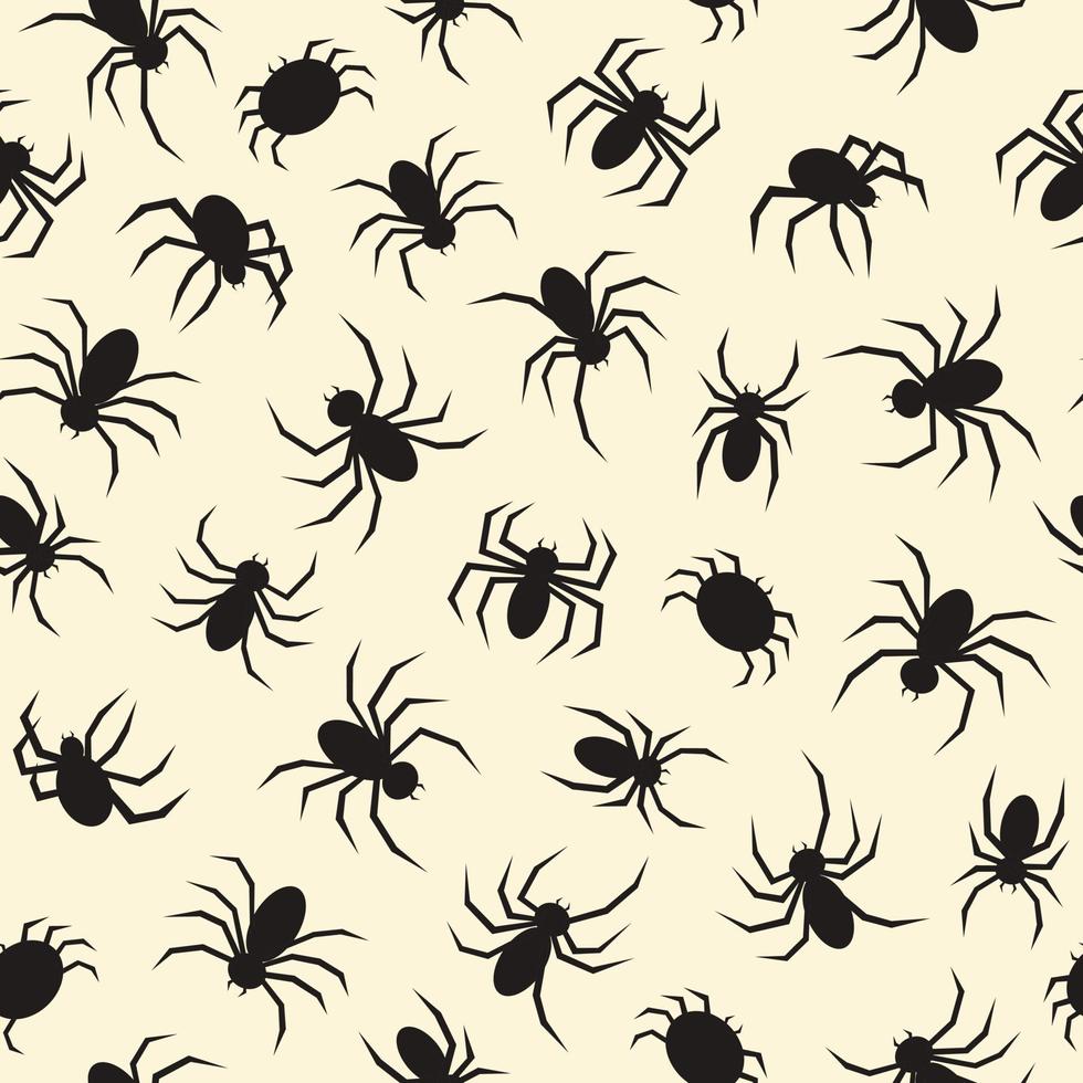 Seamless pattern with black spiders on a beige background. Simple ...