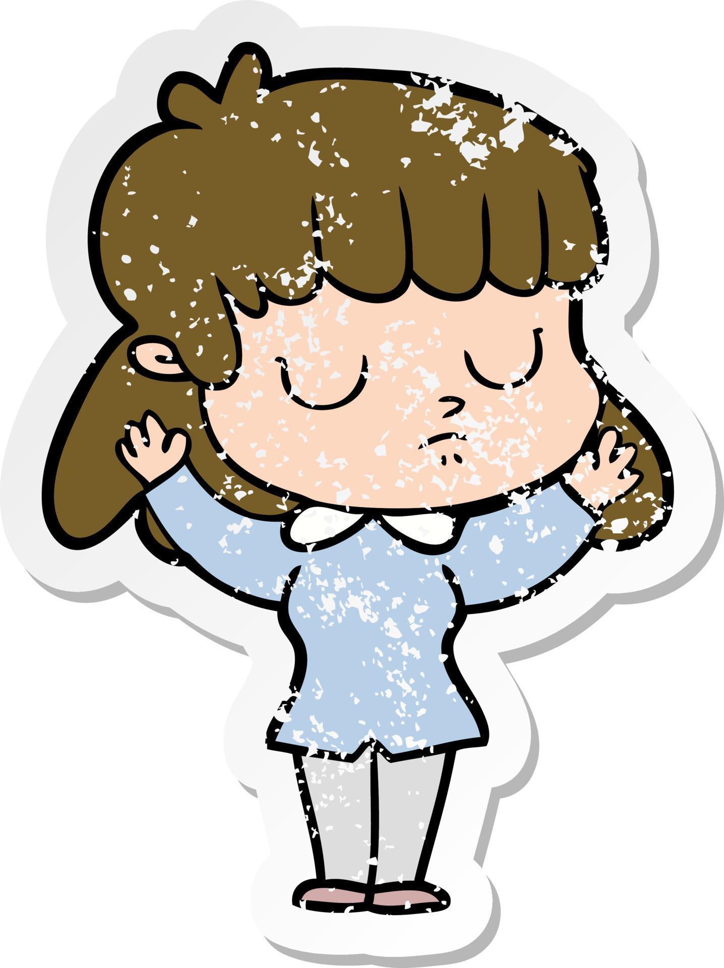 distressed sticker of a cartoon indifferent woman 11679838 Vector Art ...