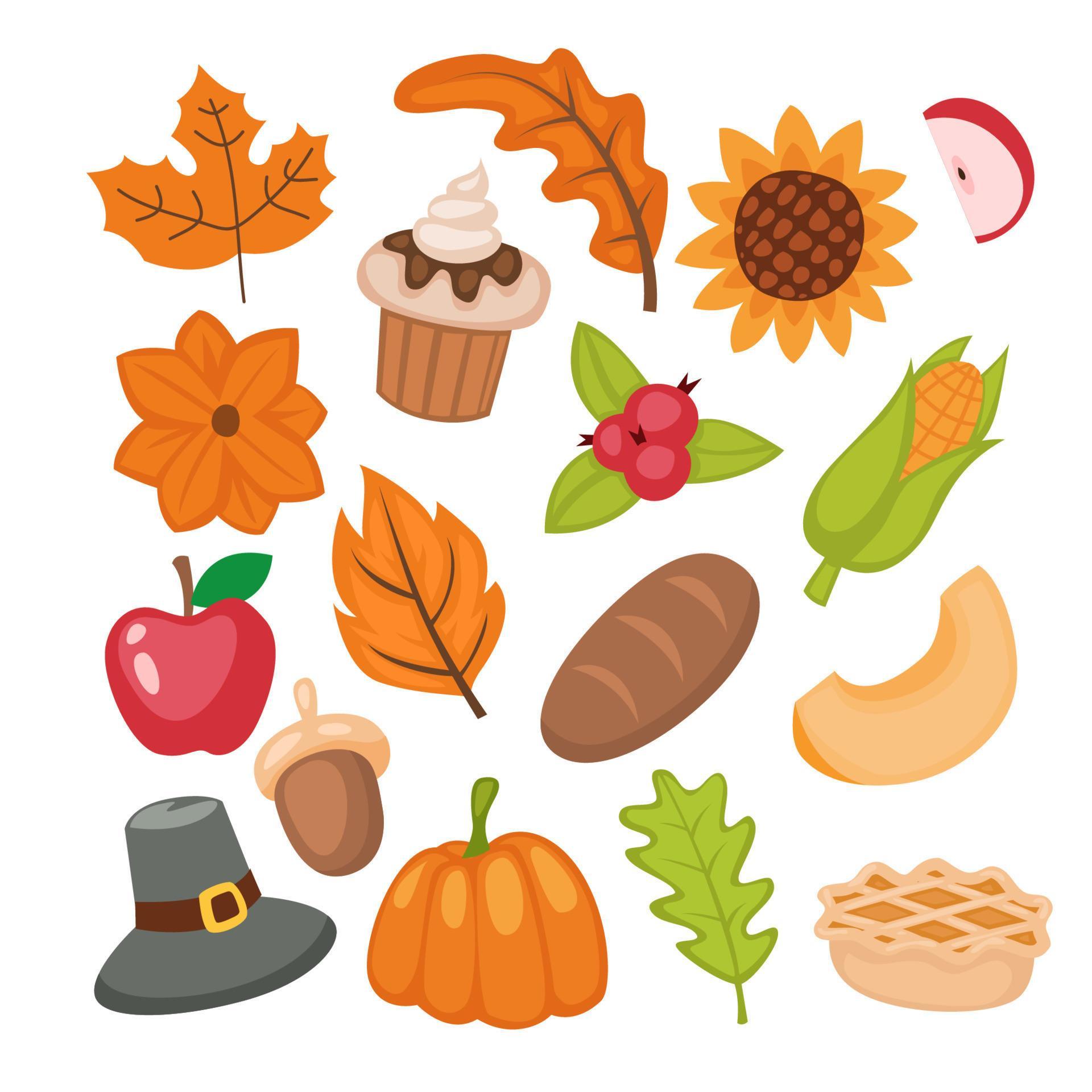 Thanksgiving day. Vector elements of thanksgiving celebration harvest ...