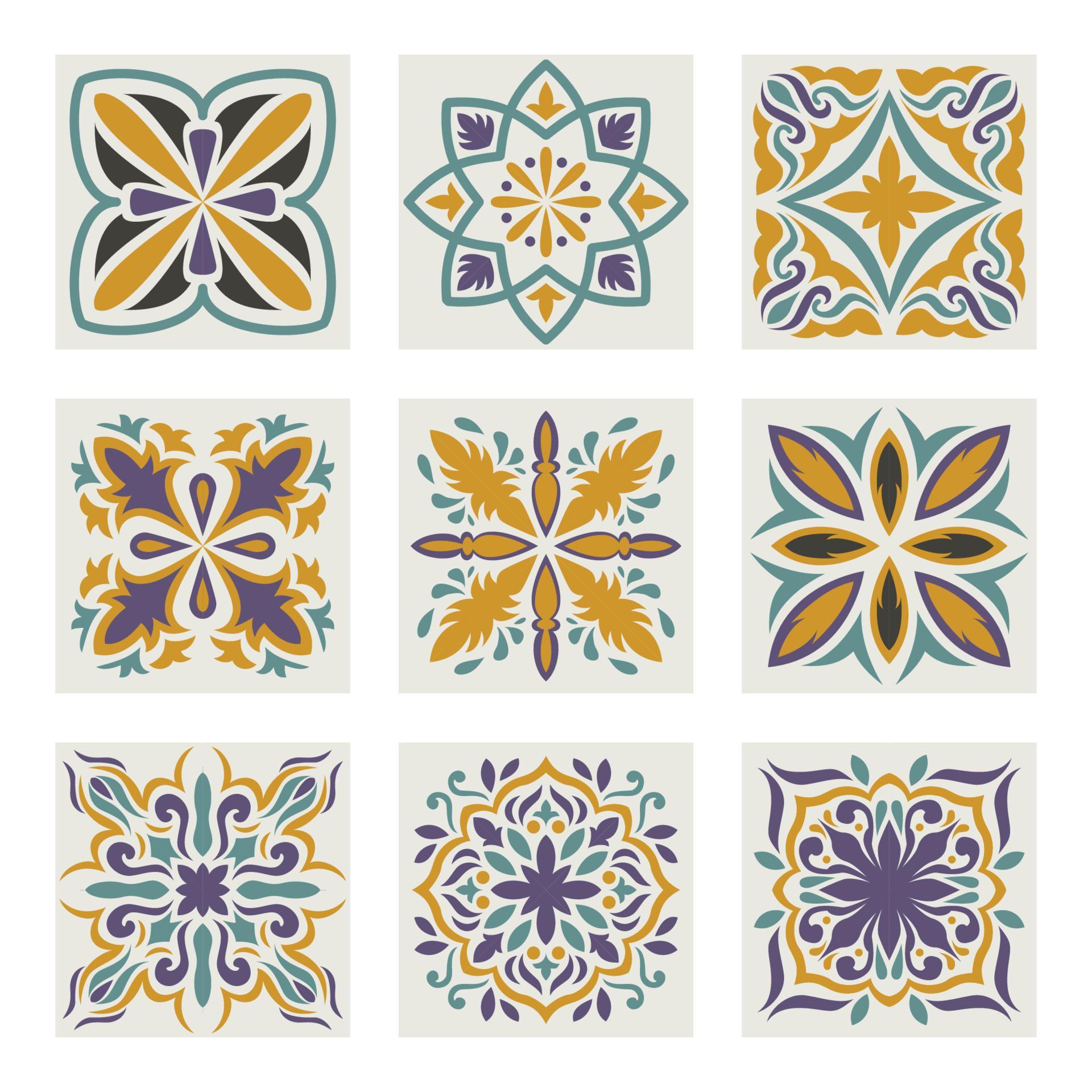 Moroccan Flower Tiles, Vector tile pattern, Lisbon floral mosaic ...