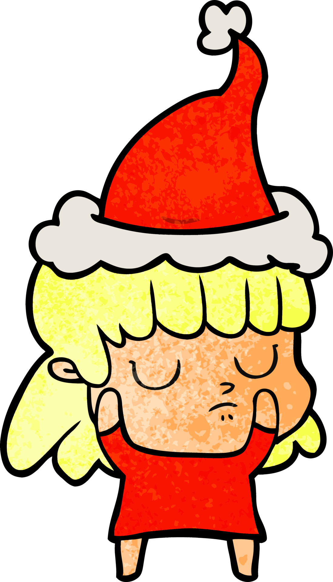 textured cartoon of a indifferent woman wearing santa hat 11686313 ...