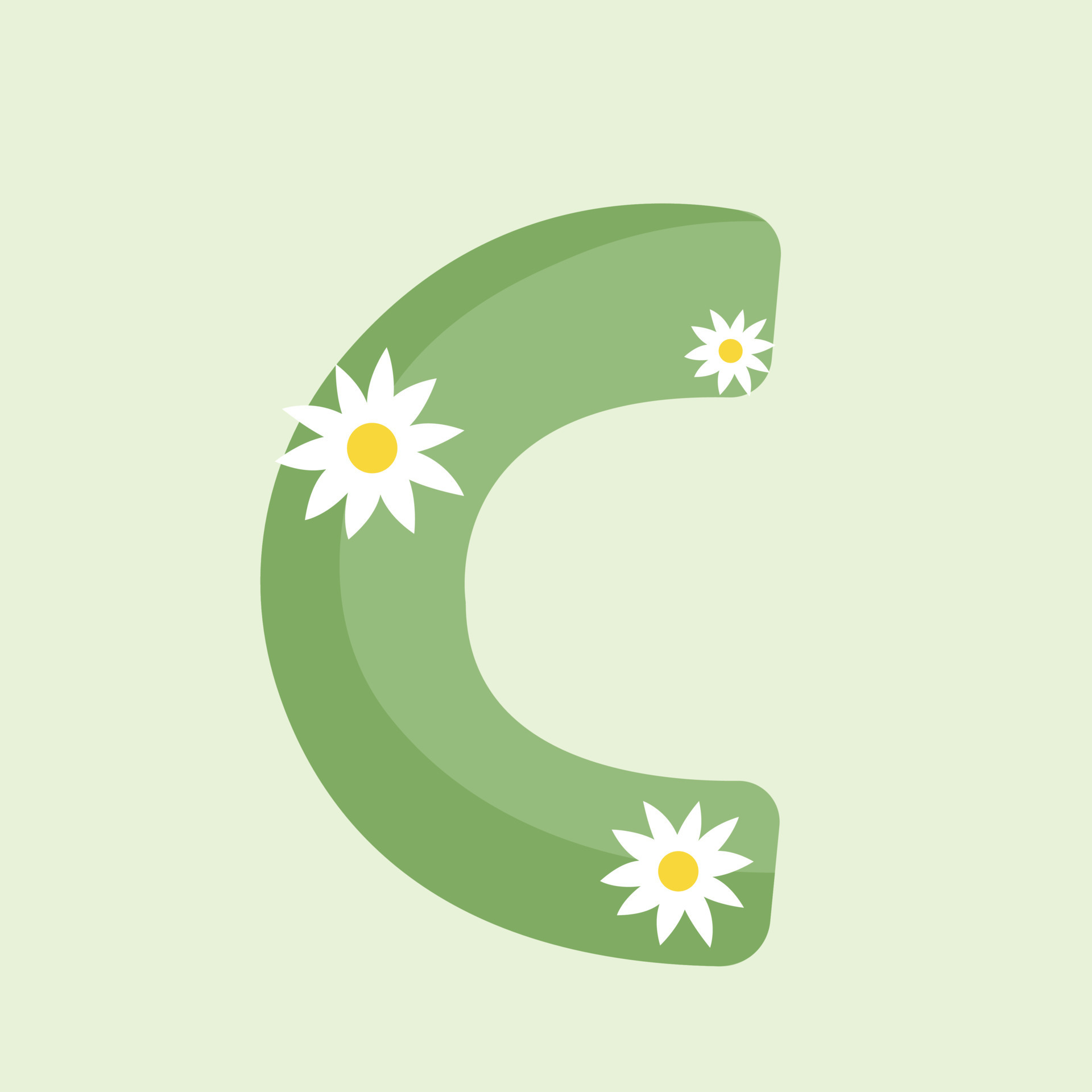 Cute Colored C letter with flowers. Hand drawing font for name postcard ...