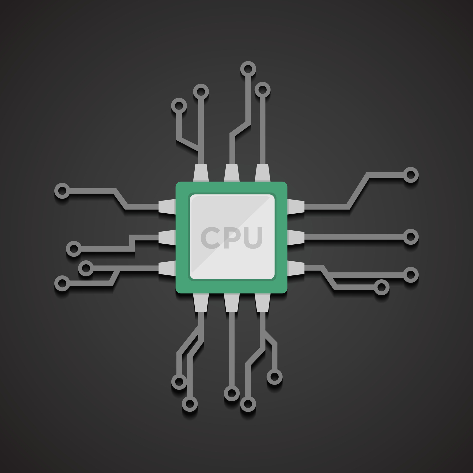 Realistic Microchip vector. CPU, Central processing unit, computer processor 11687103 Vector Art ...