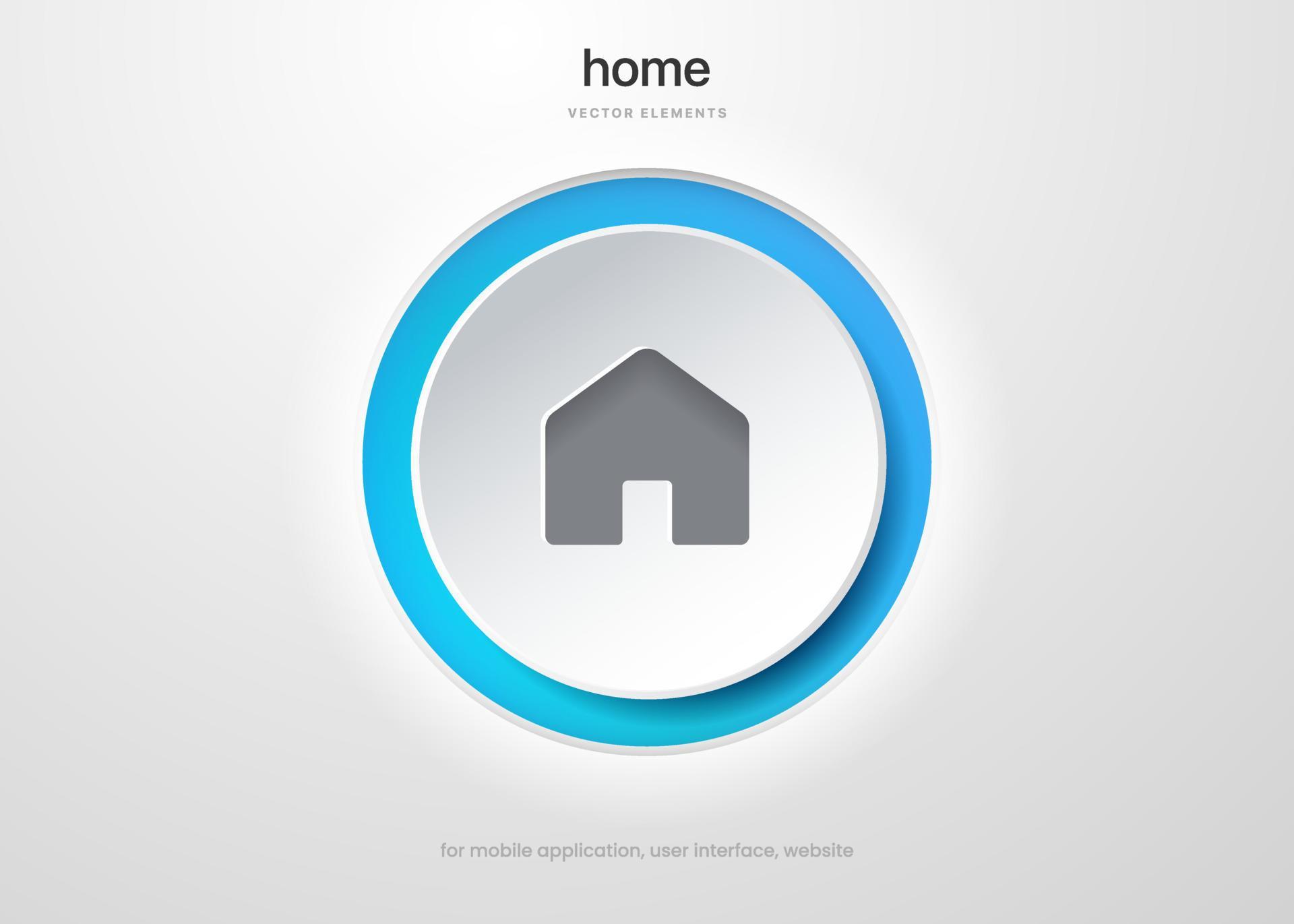 3d minimal modern home, homepage, base, main page, house push button icon emblem symbol, sign ...