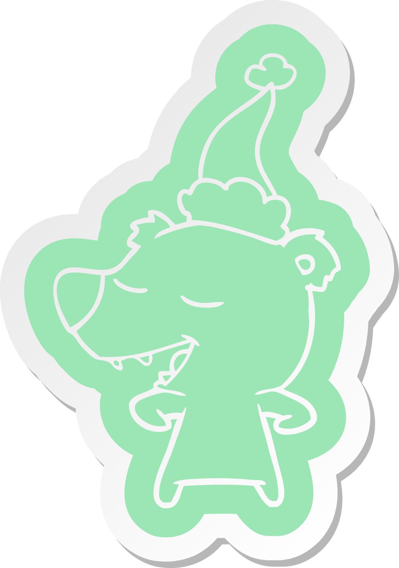 Cartoon Sticker Of A Bear Wearing Santa Hat 11694254 Vector Art At Vecteezy