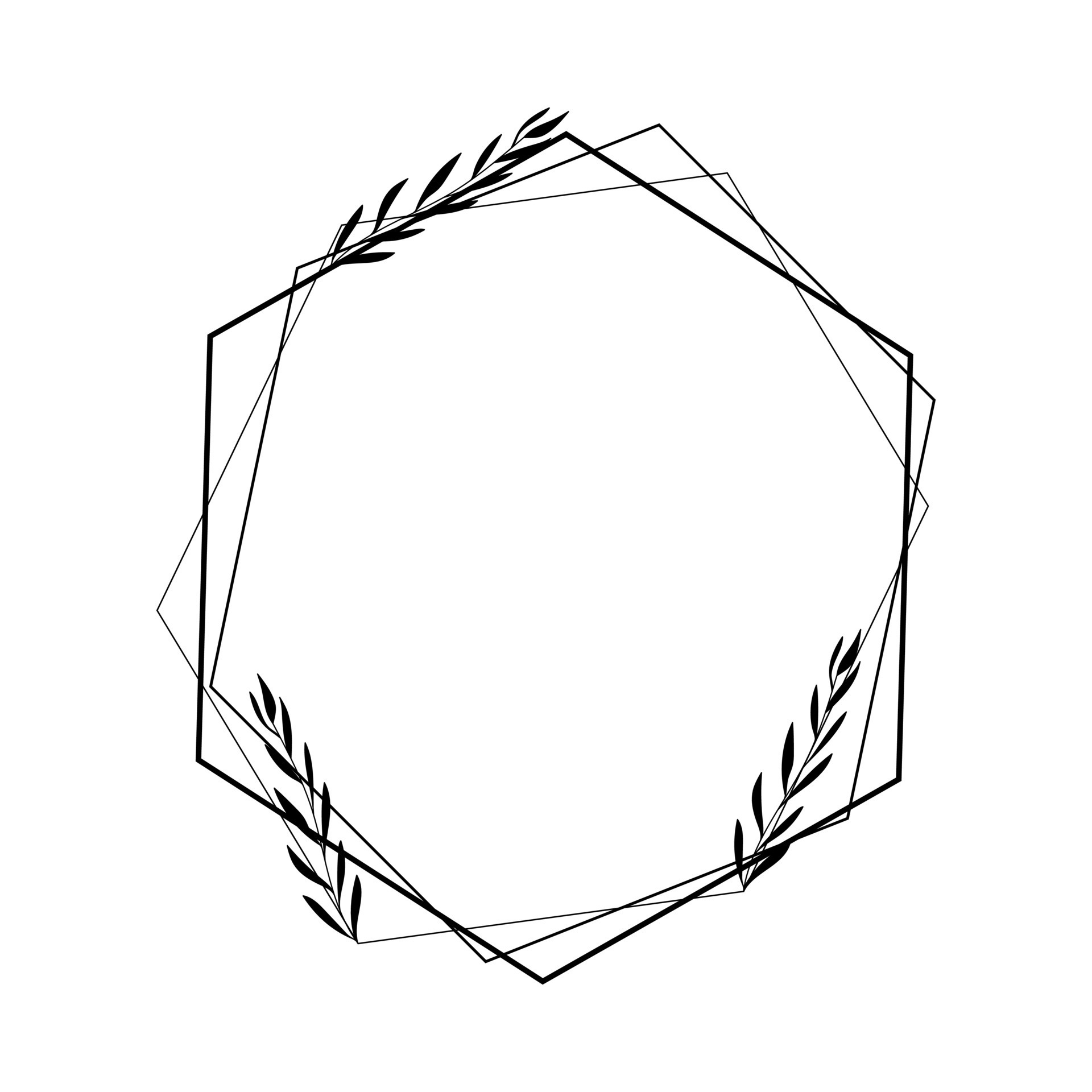 The Hexagonal Frame Is Decorated With Flowers In A Minimalist Style