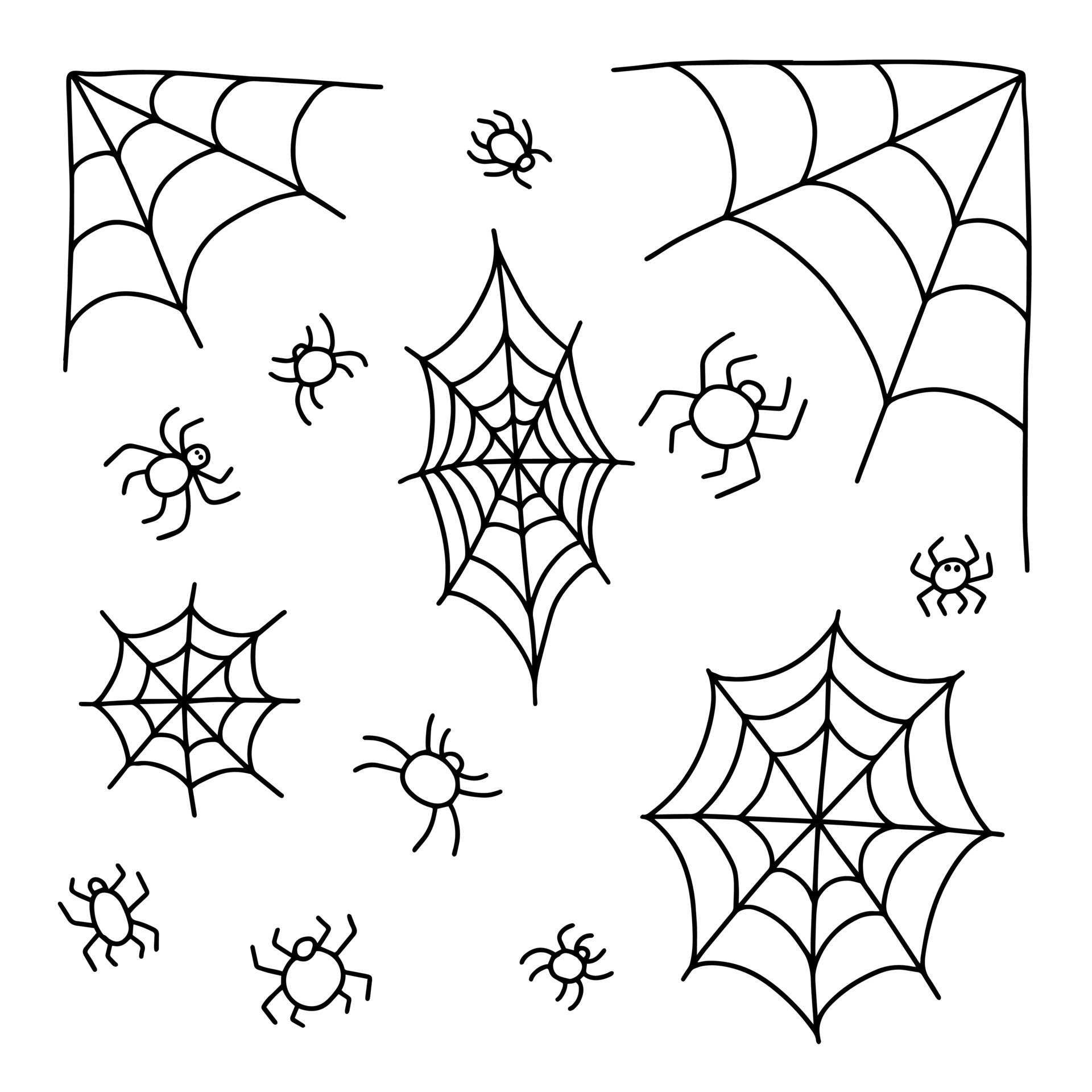 Vector doodle spider web and spiders set. Hand drawn doodle spider web ... Vector doodle spider web and spiders set. Hand drawn doodle spider web ...