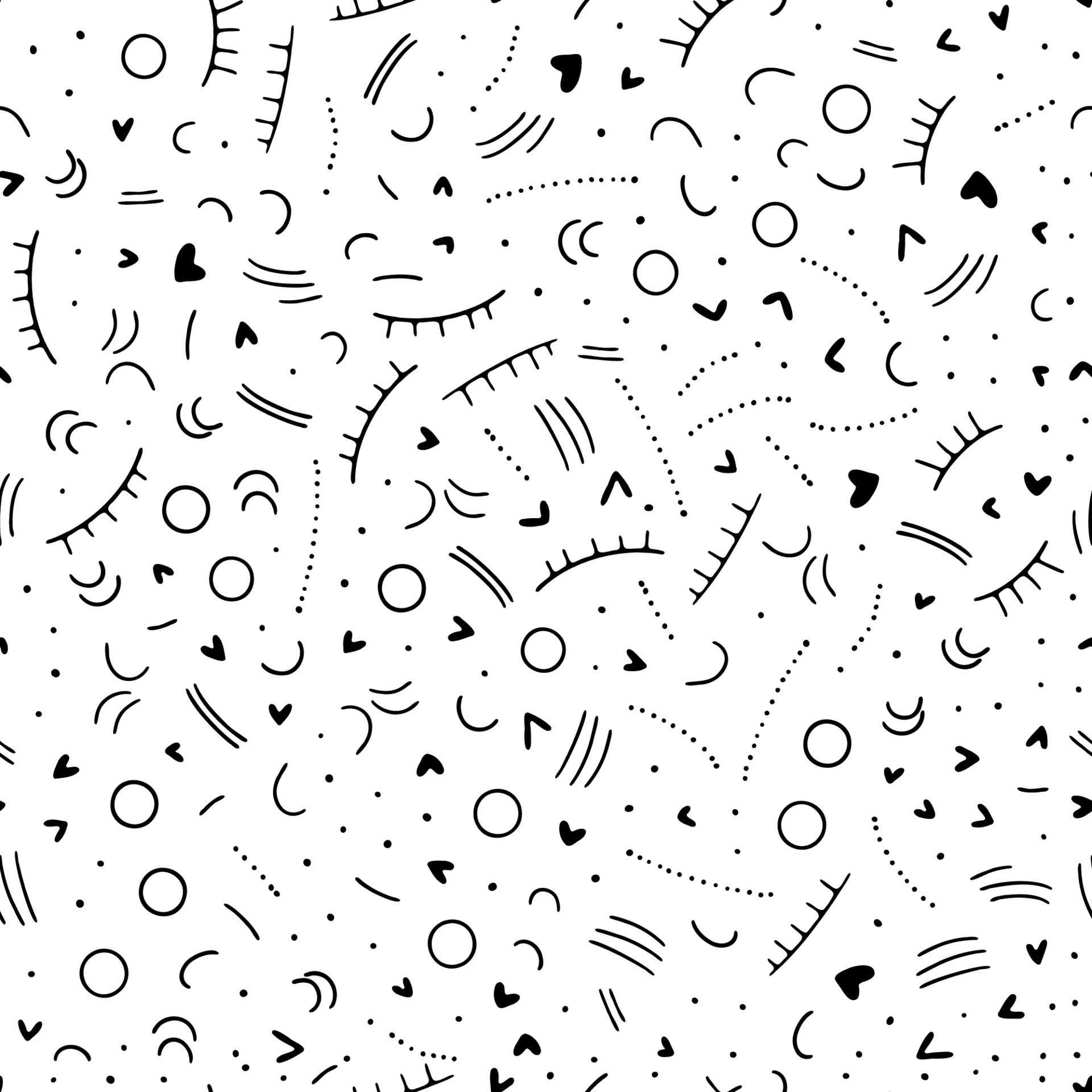 Vector Seamless Pattern With Subtle Linear And Heart Shape Elements