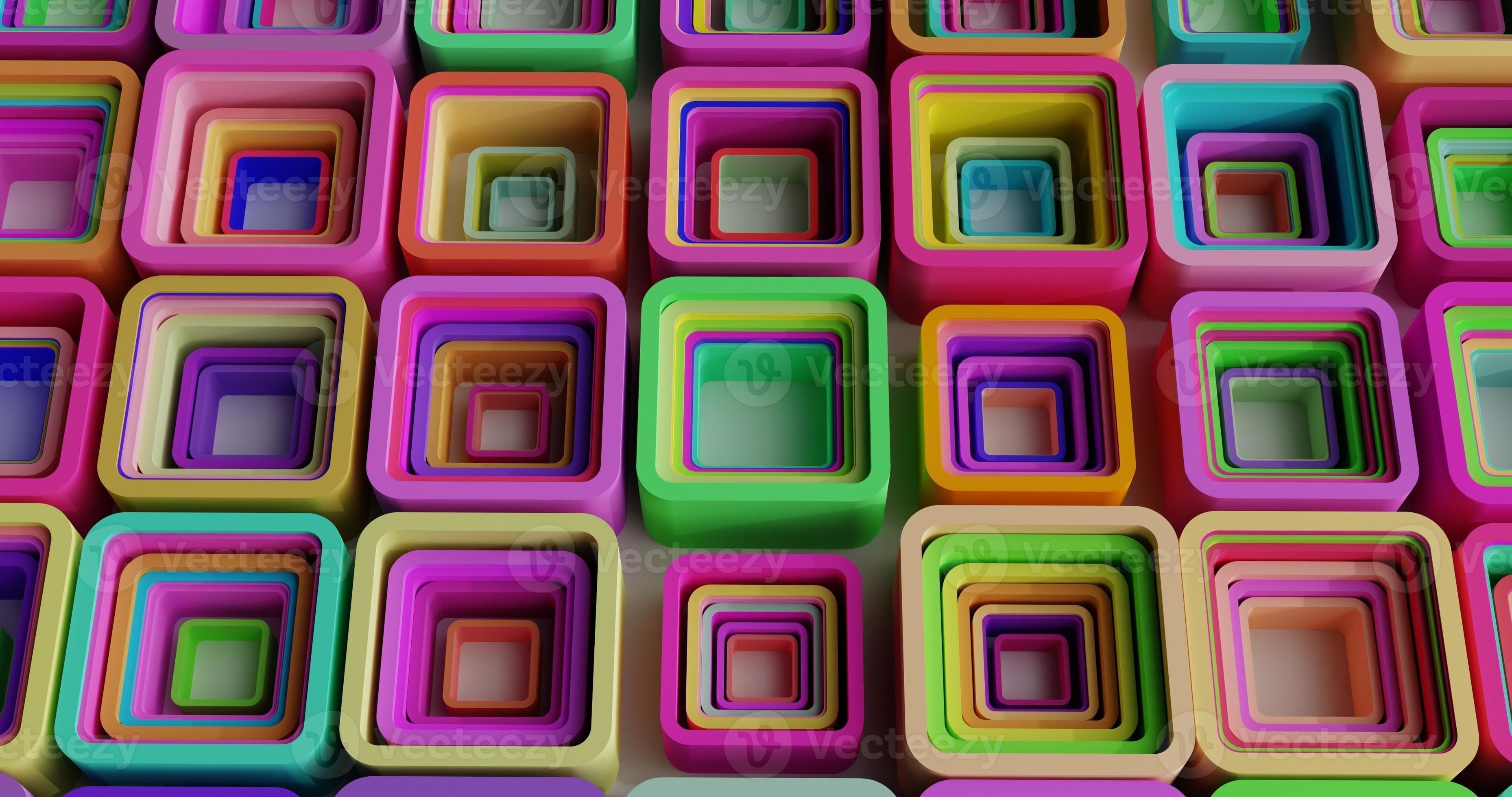 abstract background using colorful vertical 3d large size square shape, perspective camera, 3d ...
