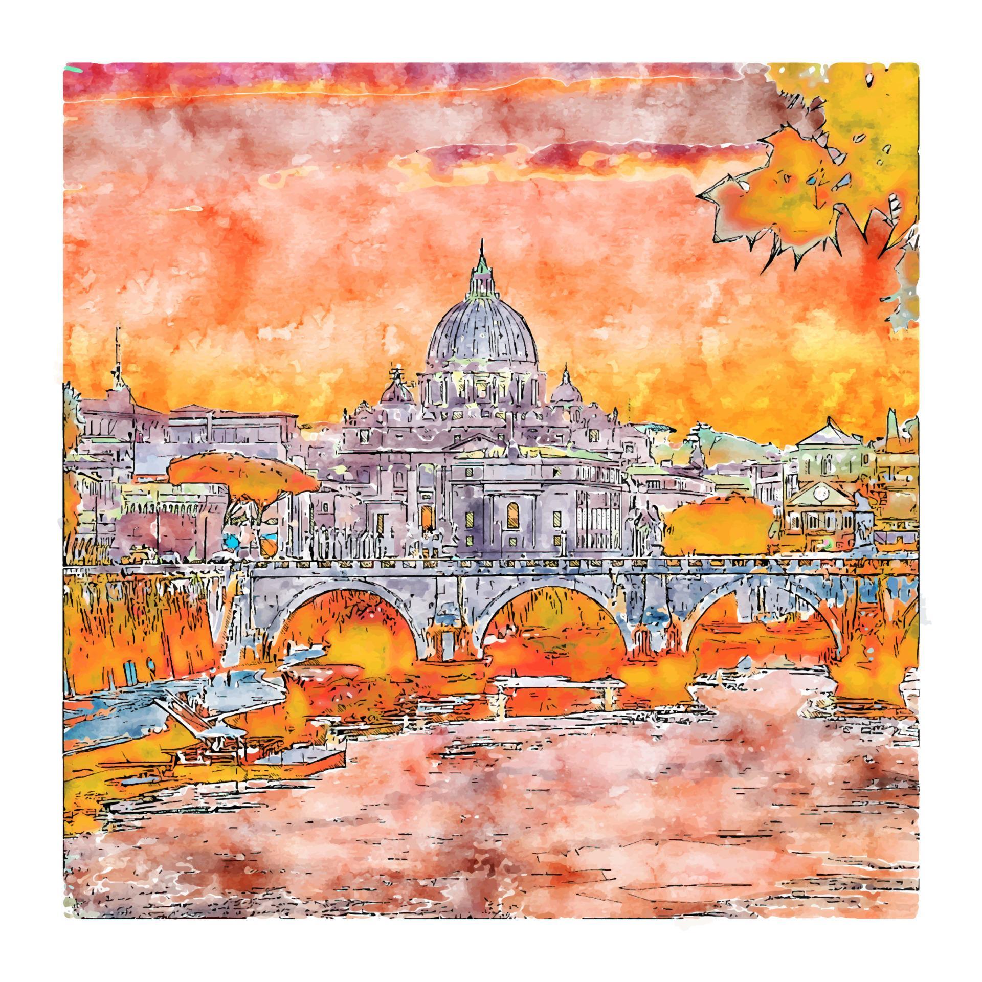 roma italia acuarela boceto dibujado a mano ilustración 11708390 Vector ... roma italia acuarela boceto dibujado a mano ilustración 11708390 Vector ...