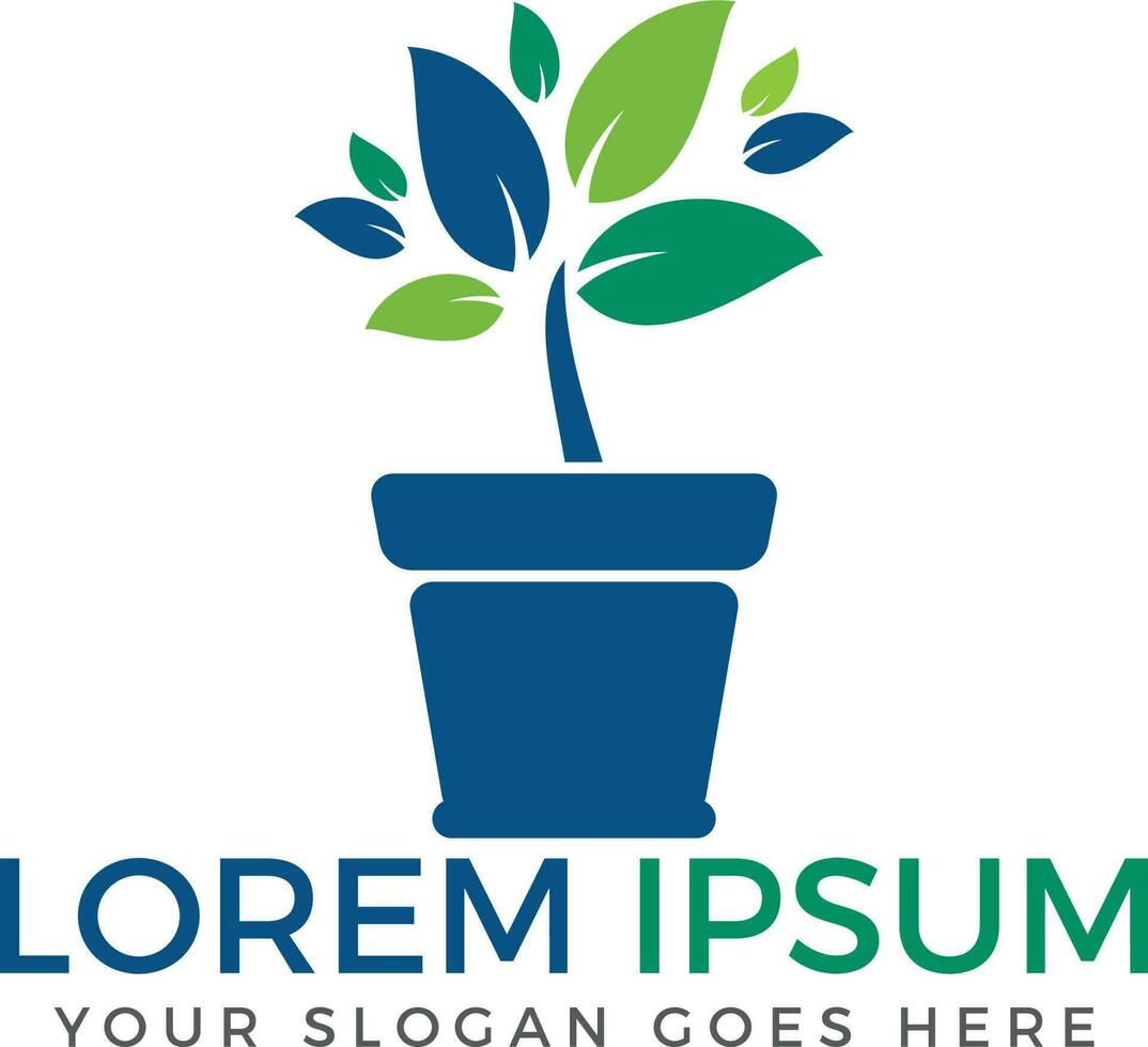 Flower Pot And Plant Logo Growth Vector Logo 11710682 Vector Art At