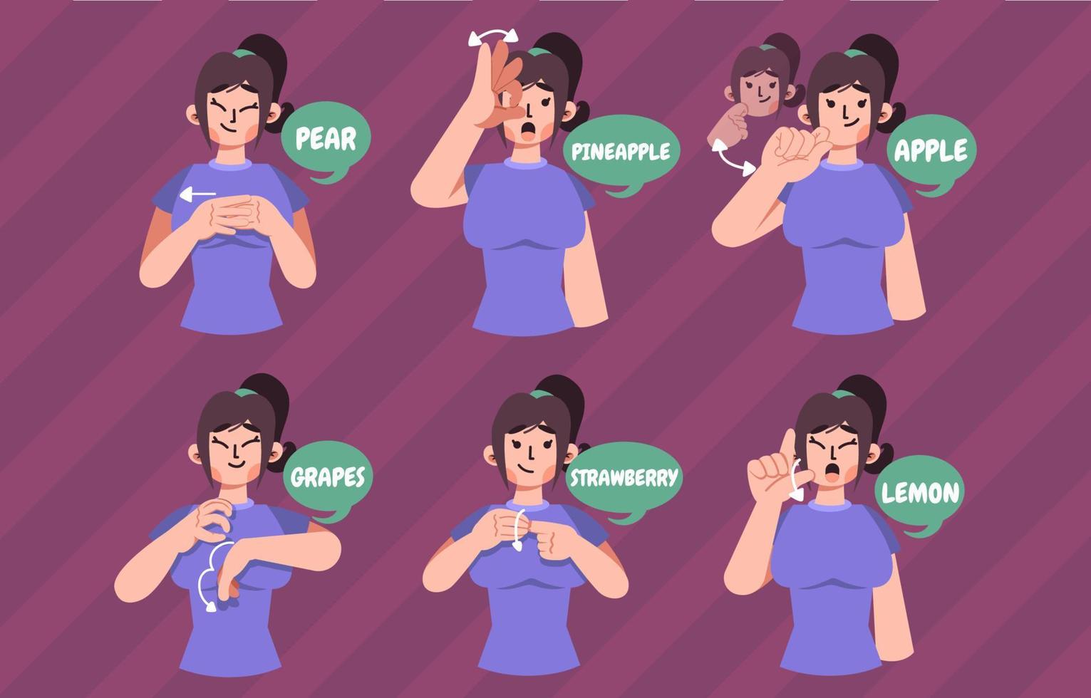 Sign Language for Fruits Character 11712438 Vector Art at Vecteezy