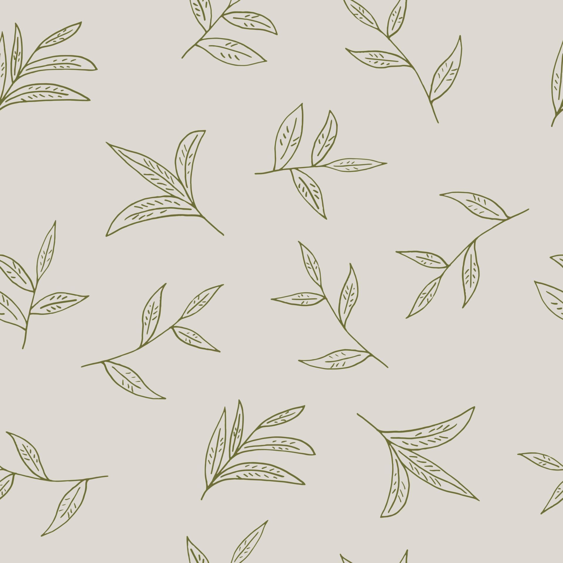 tea leaves seamless pattern hand drawn in doodle style. , minimalism ... tea leaves seamless pattern hand drawn in doodle style. , minimalism ...