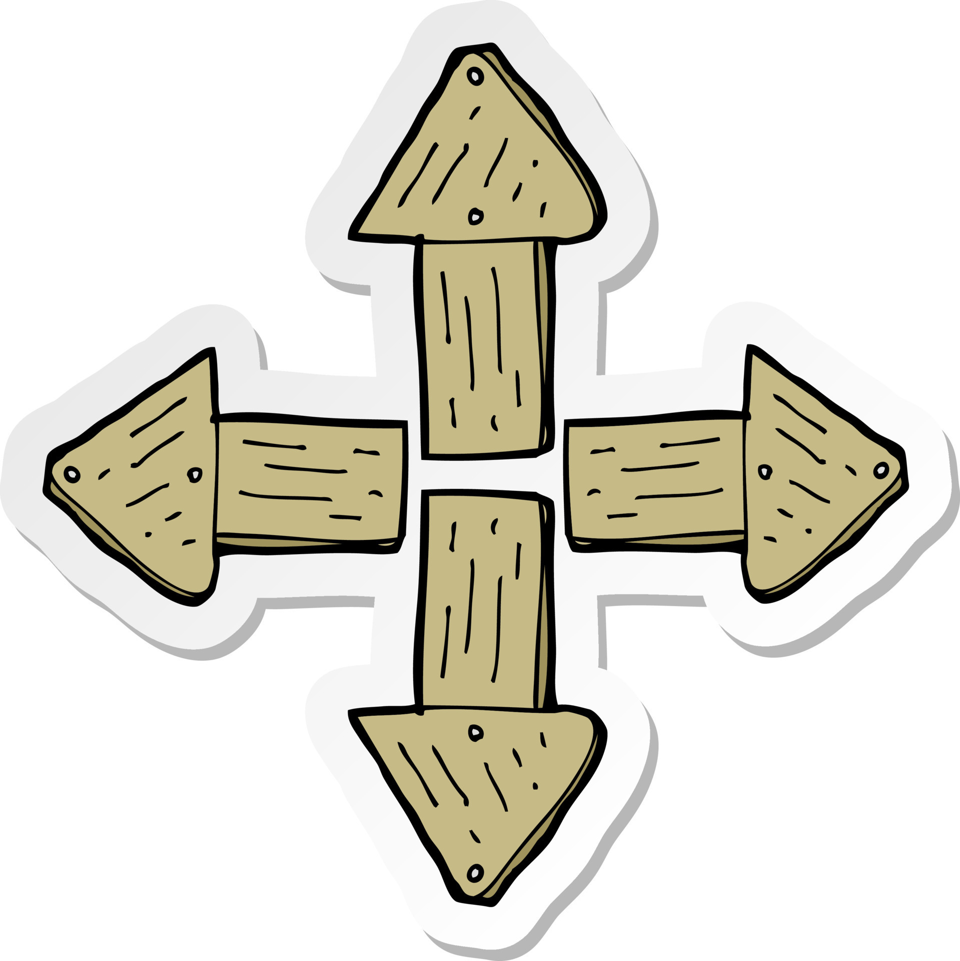 Sticker Of A Cartoon Wood Direction Signs 11713030 Vector Art At Vecteezy