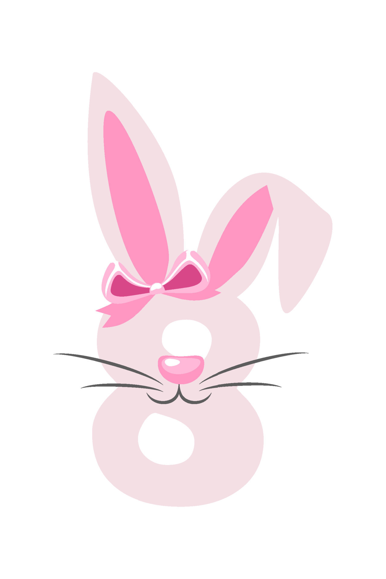 Funny bunny number 8 for kids. Eight digit in the form of a rabbit ...