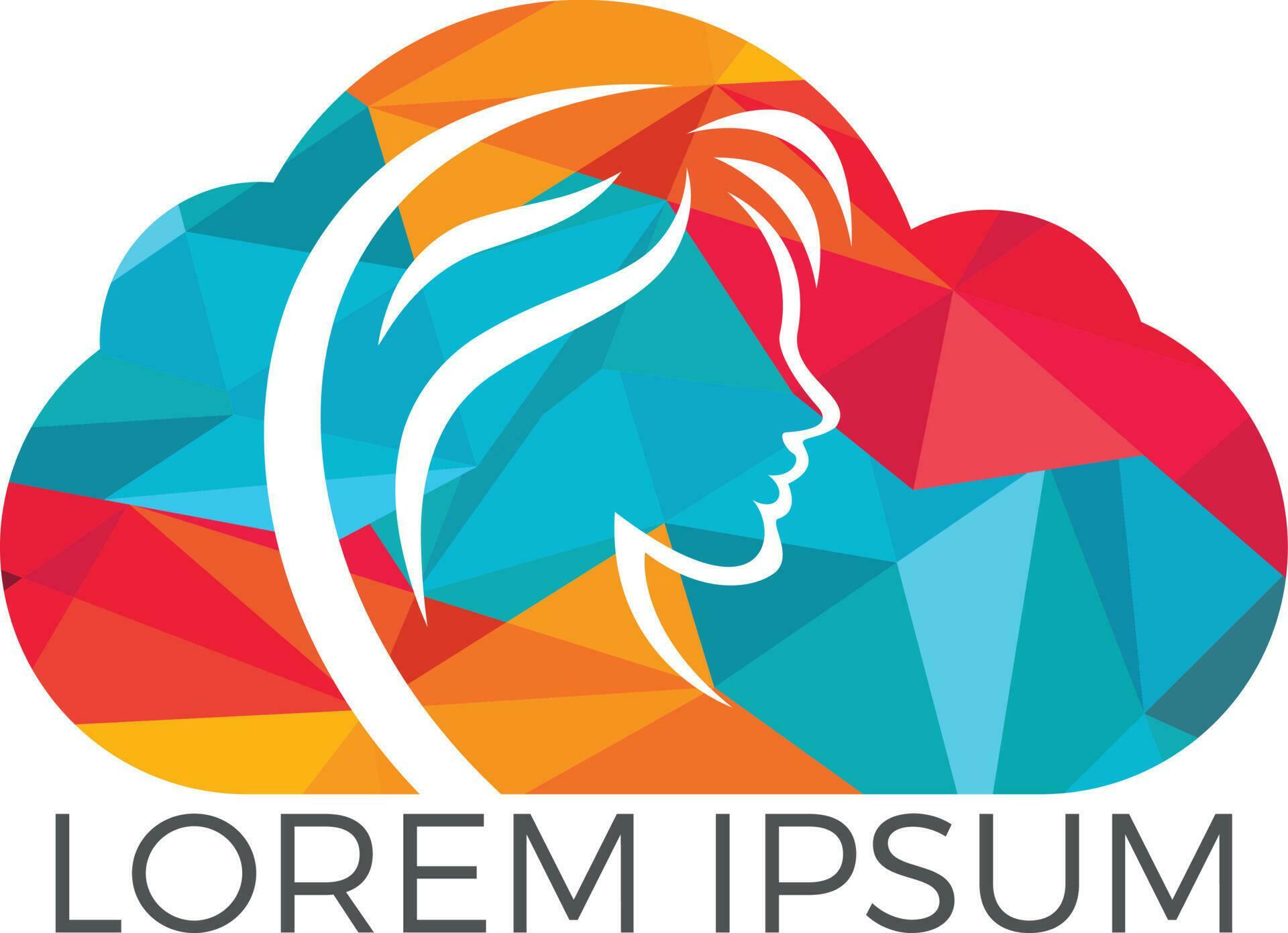Spa And Salon Logo Design Beauty Lady And Cloud Vector Icon Abstract Concept For Beauty Salons