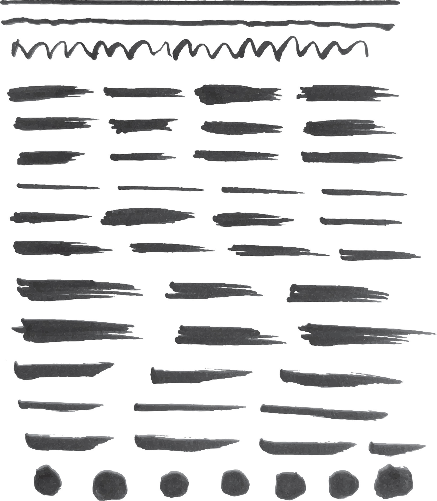 Set of brush strokes, black ink grunge brush strokes. 11716019 Vector ...